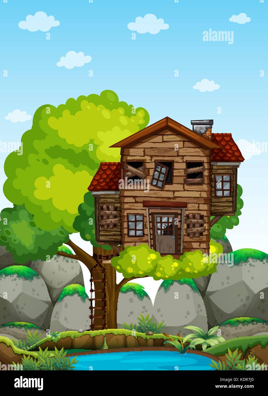 Old broken tree on Stock Vector Images - Alamy