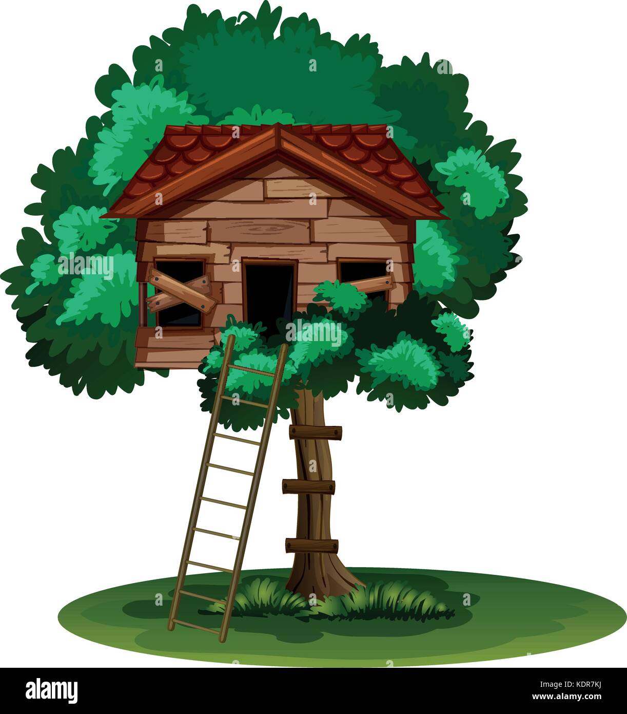 Old treehouse on the tree illustration Stock Vector Image & Art - Alamy