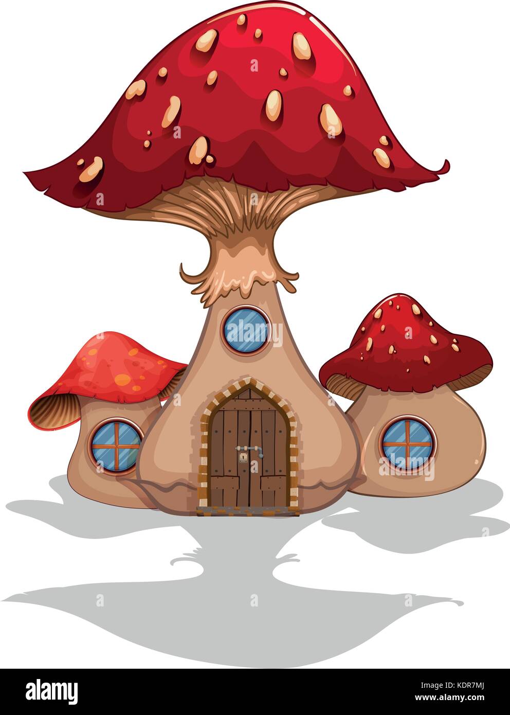 Toadstool house with door and windows illustration Stock Vector Image ...