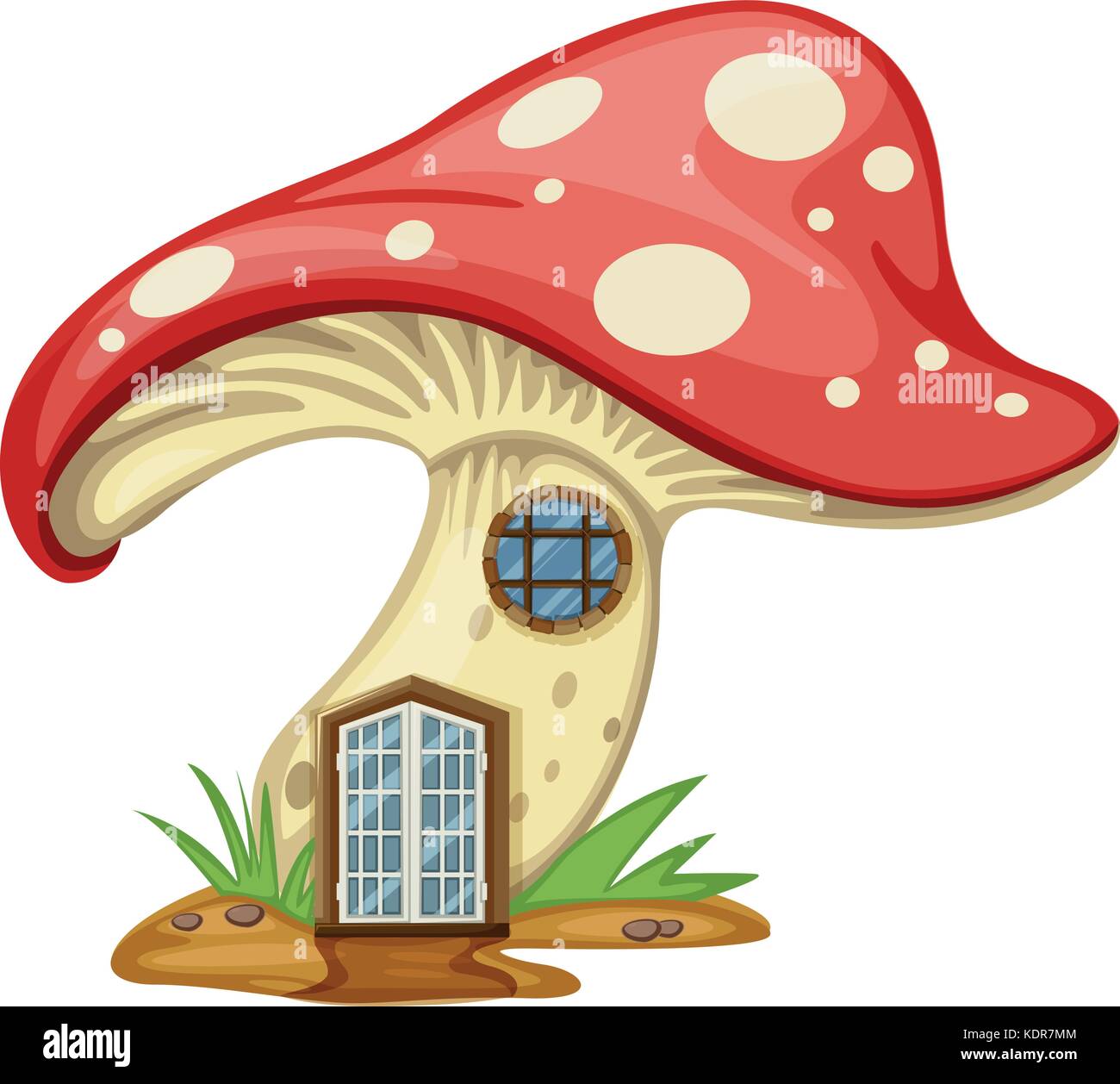 Mushroom house with door and window illustration Stock Vector Image ...