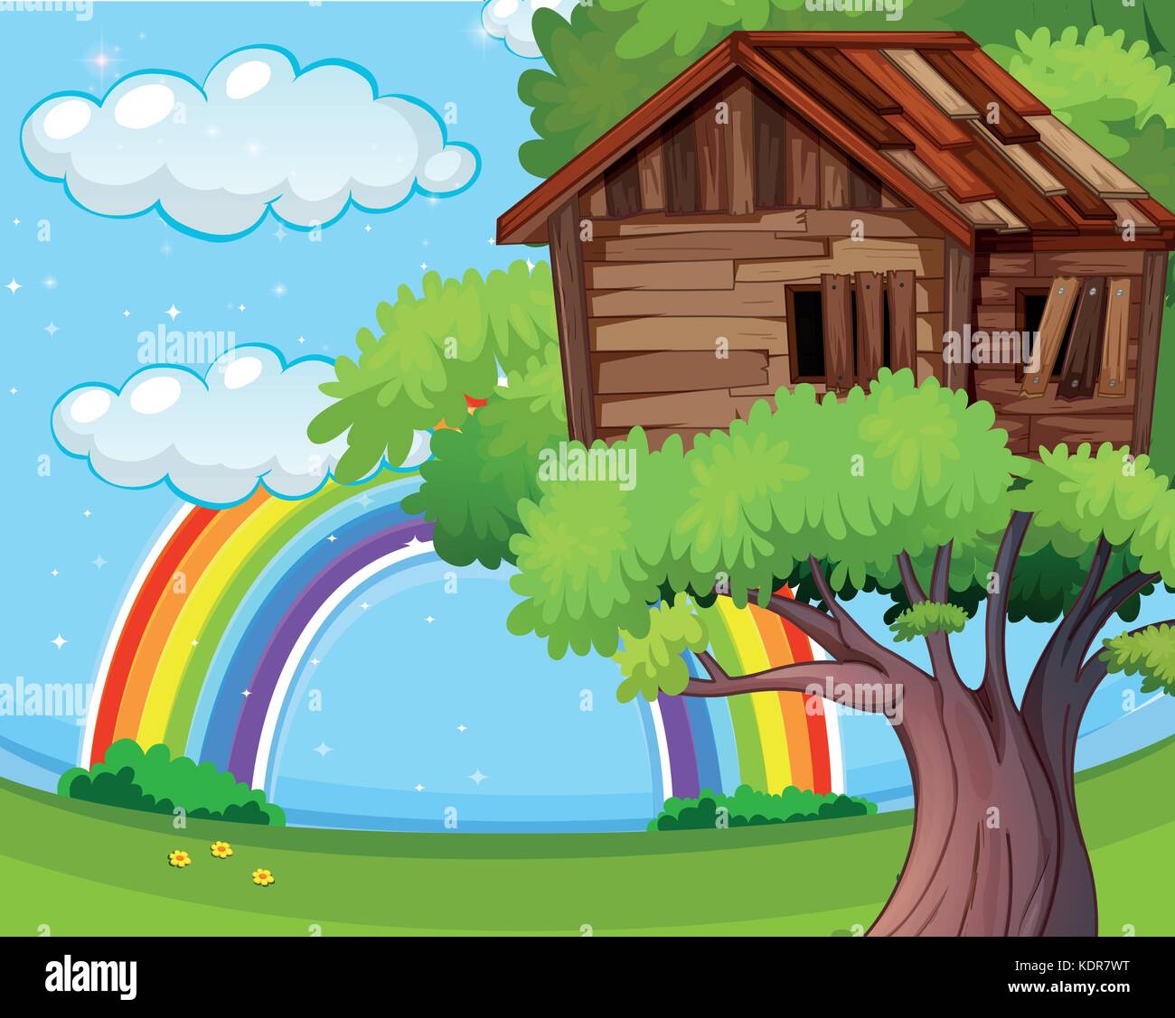 Wooden treehouse in park illustration Stock Vector Image & Art - Alamy