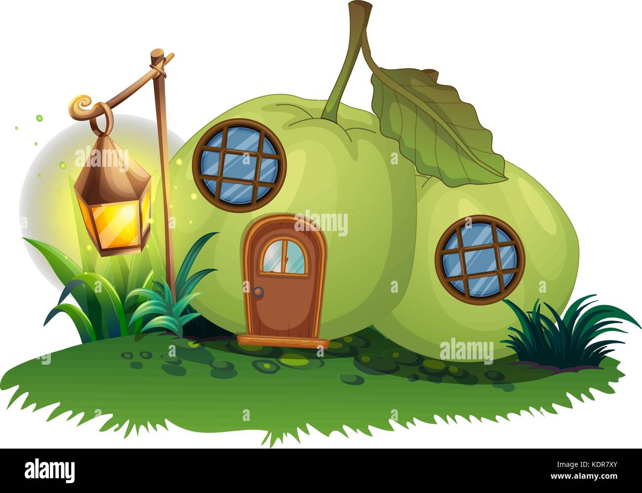 Scene with guava house with lantern illustration Stock Vector Image ...