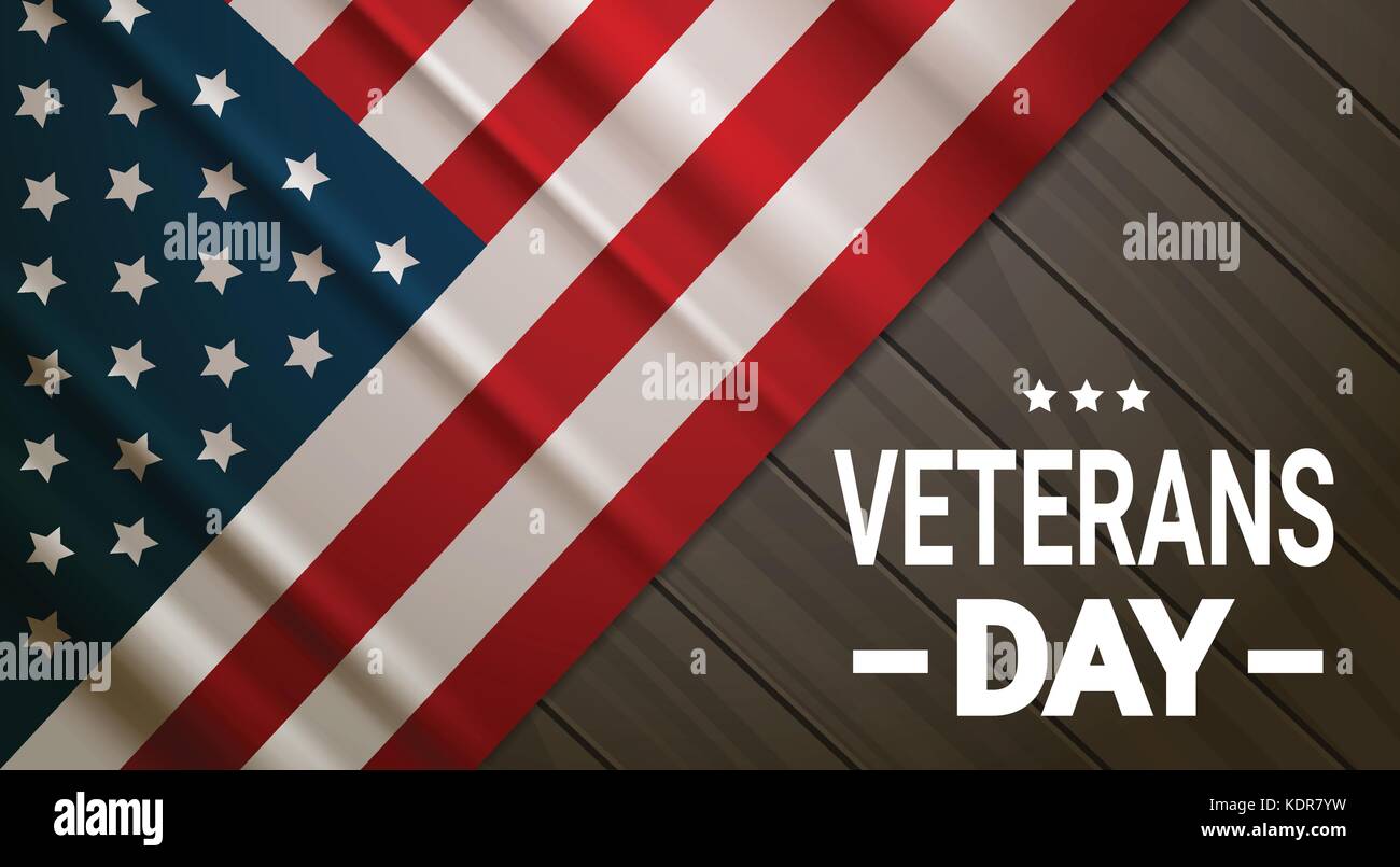 Veterans Day Celebration National American Holiday Banner Over Usa Flag ...