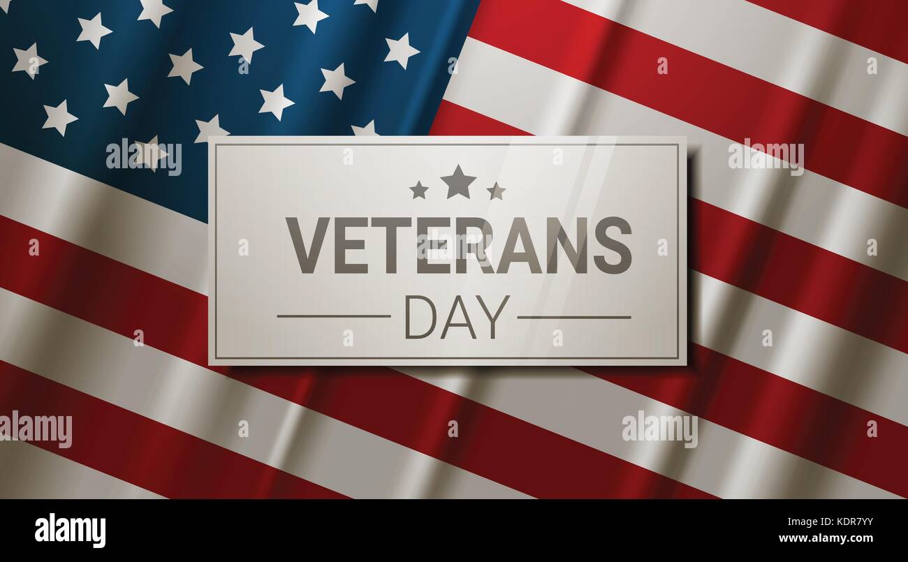 Veterans Day Celebration National American Holiday Banner Over Usa Flag ...