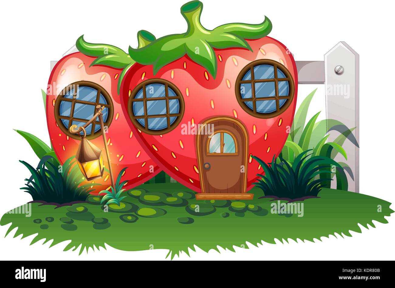 Strawberry house in garden illustration Stock Vector Image & Art - Alamy
