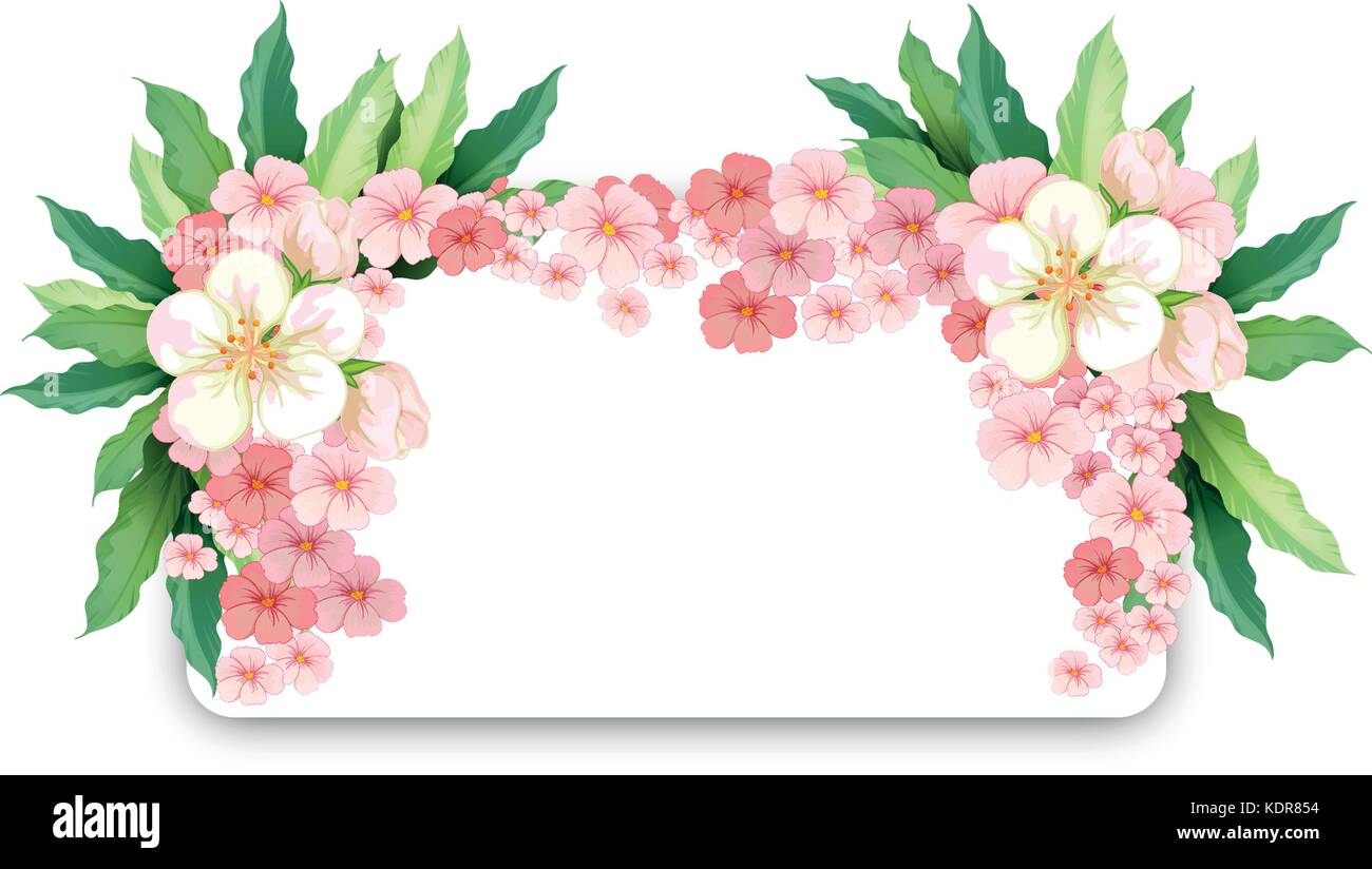 Border template with pink flowers illustration Stock Vector Image & Art ...