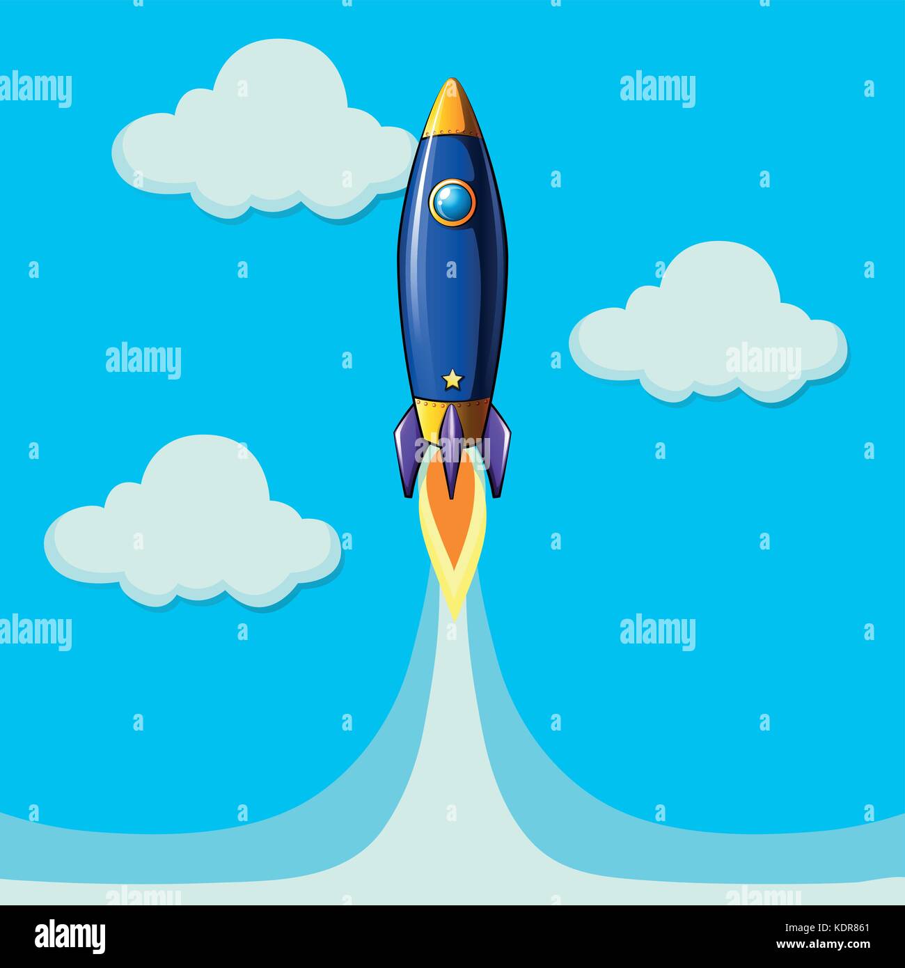 Rocket plane flying in blue sky illustration Stock Vector Image & Art ...