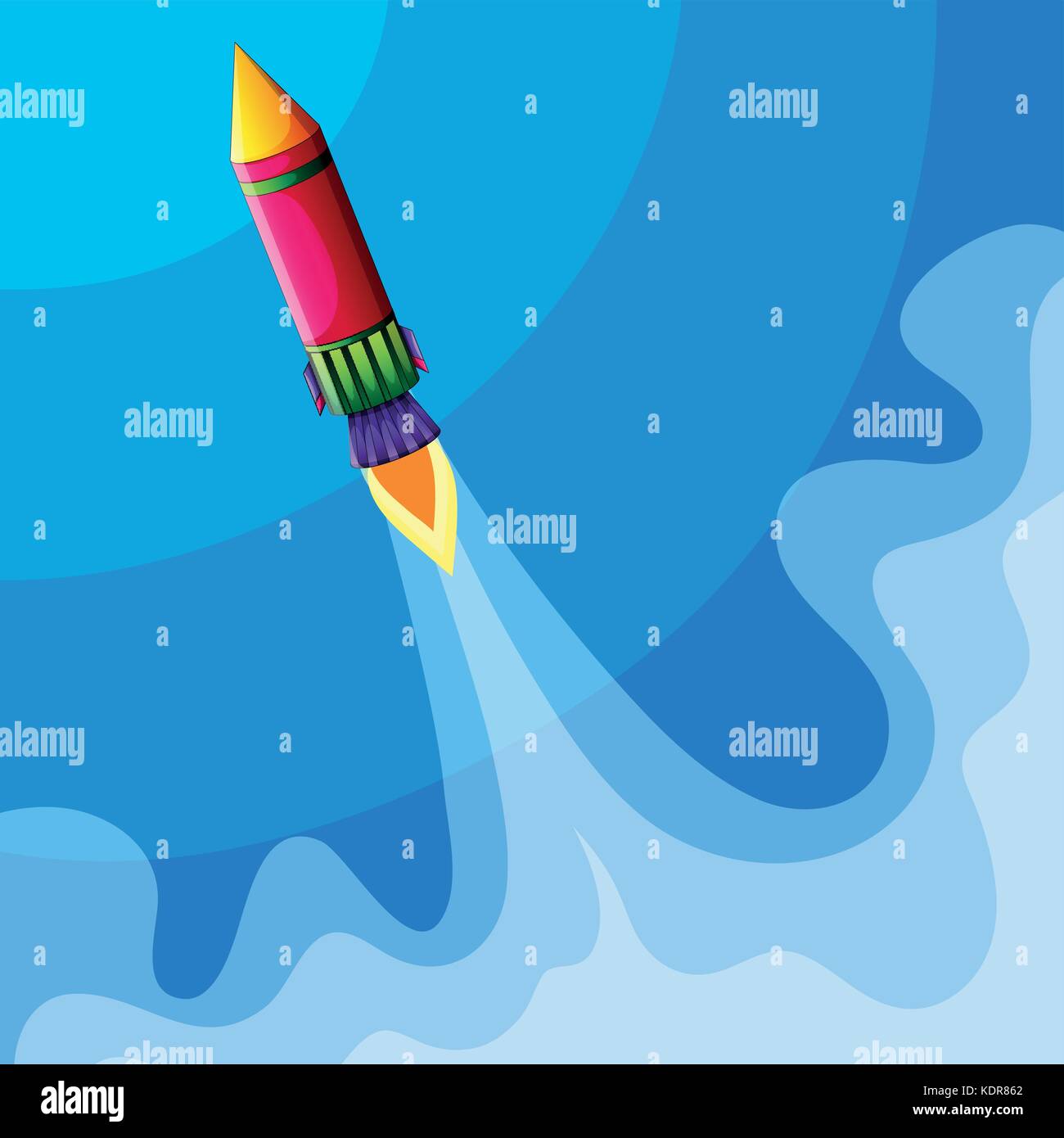 Rocket flying high in sky illustration Stock Vector Image & Art - Alamy