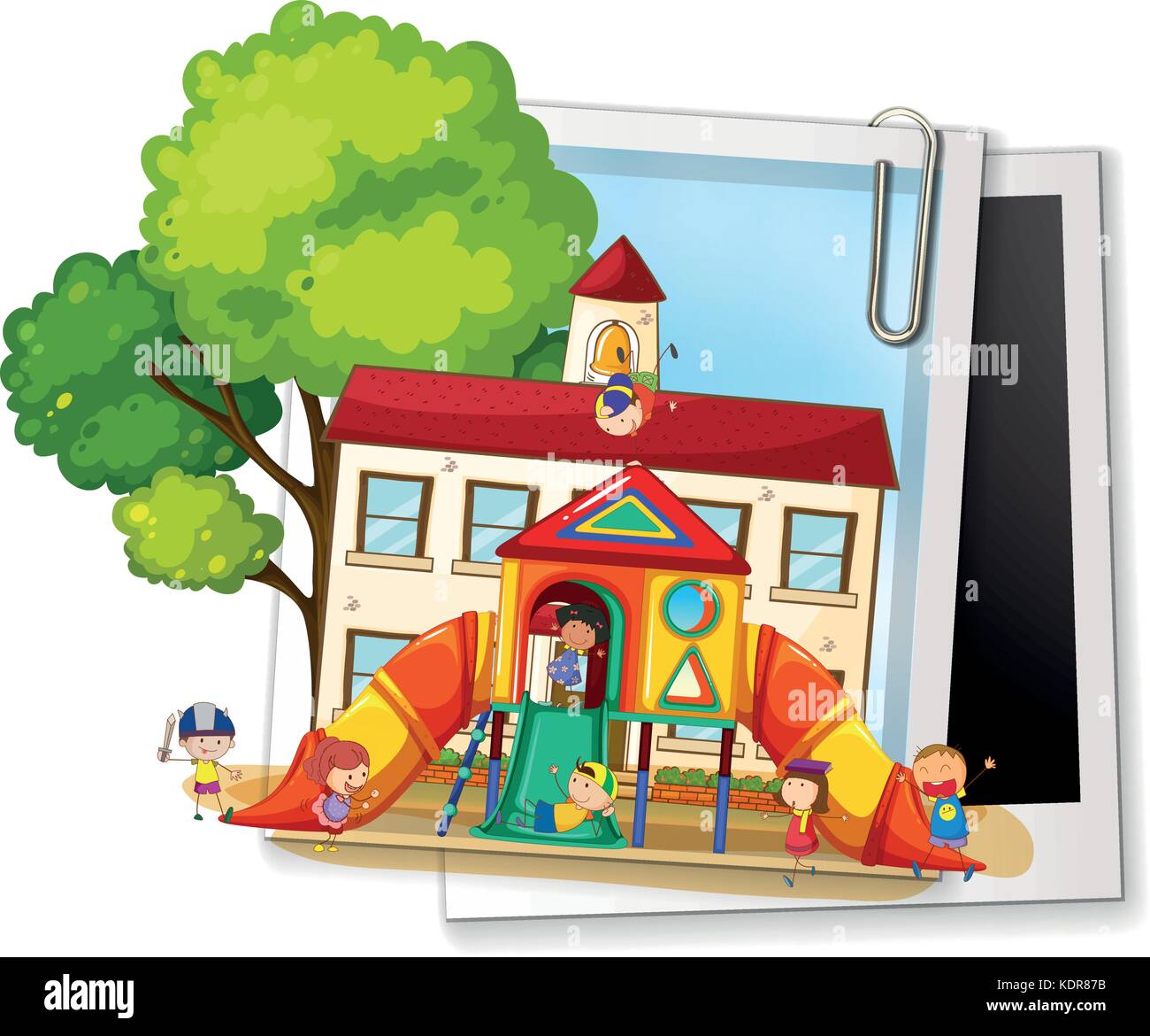 Many children playing in playground illustration Stock Vector Image ...
