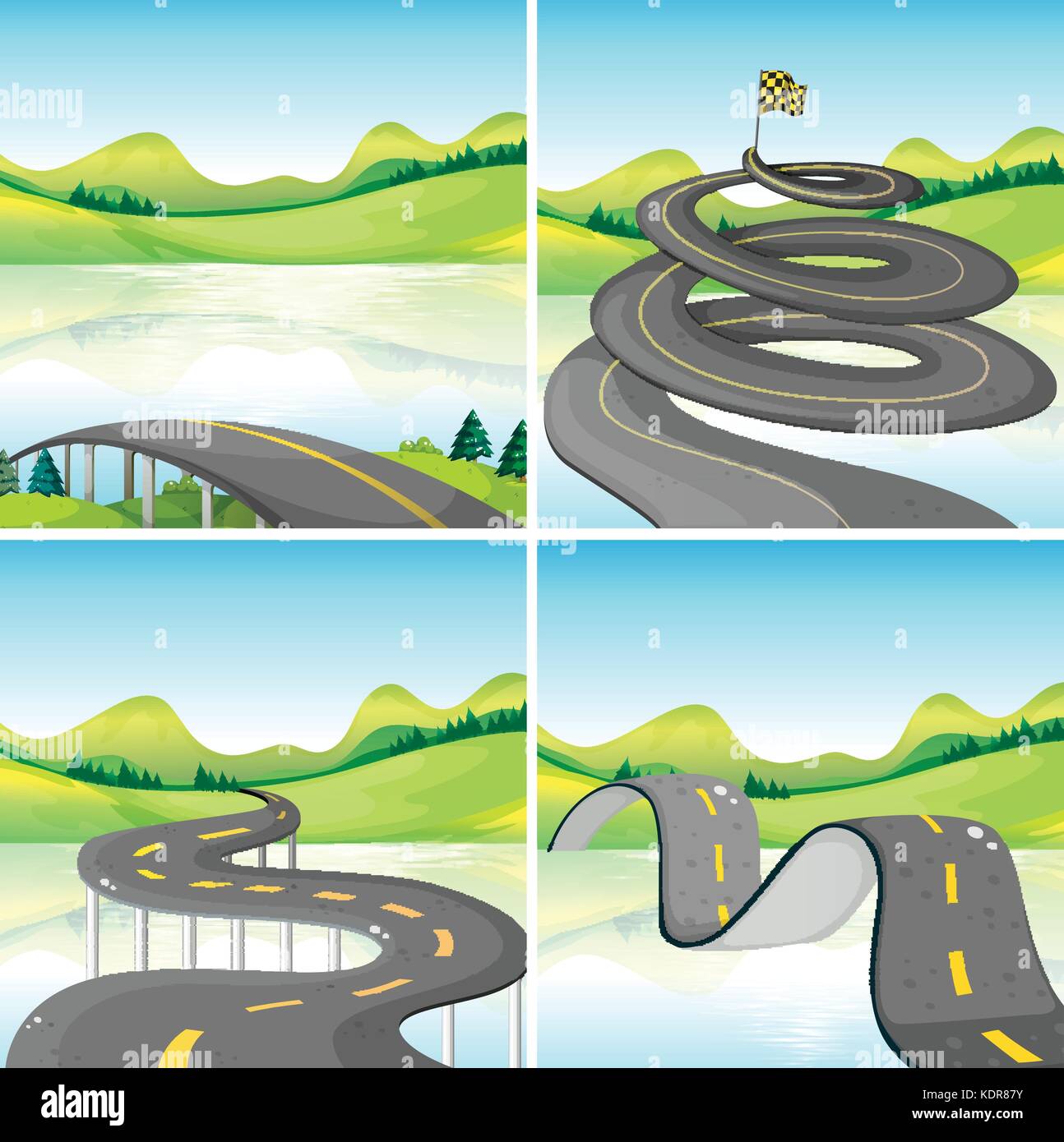 Curved mountain roads Stock Vector Images - Alamy