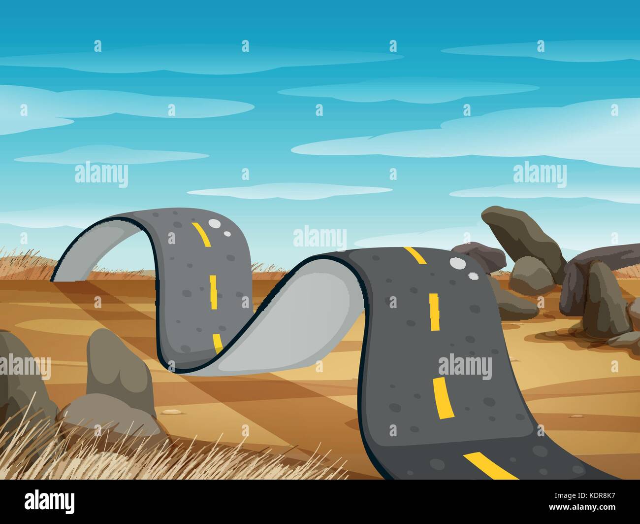 Wavy road in the field at daytime illustration Stock Vector Image & Art ...
