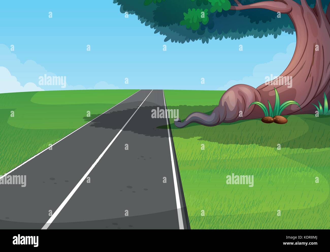Empty road through the park illustration Stock Vector Image & Art - Alamy