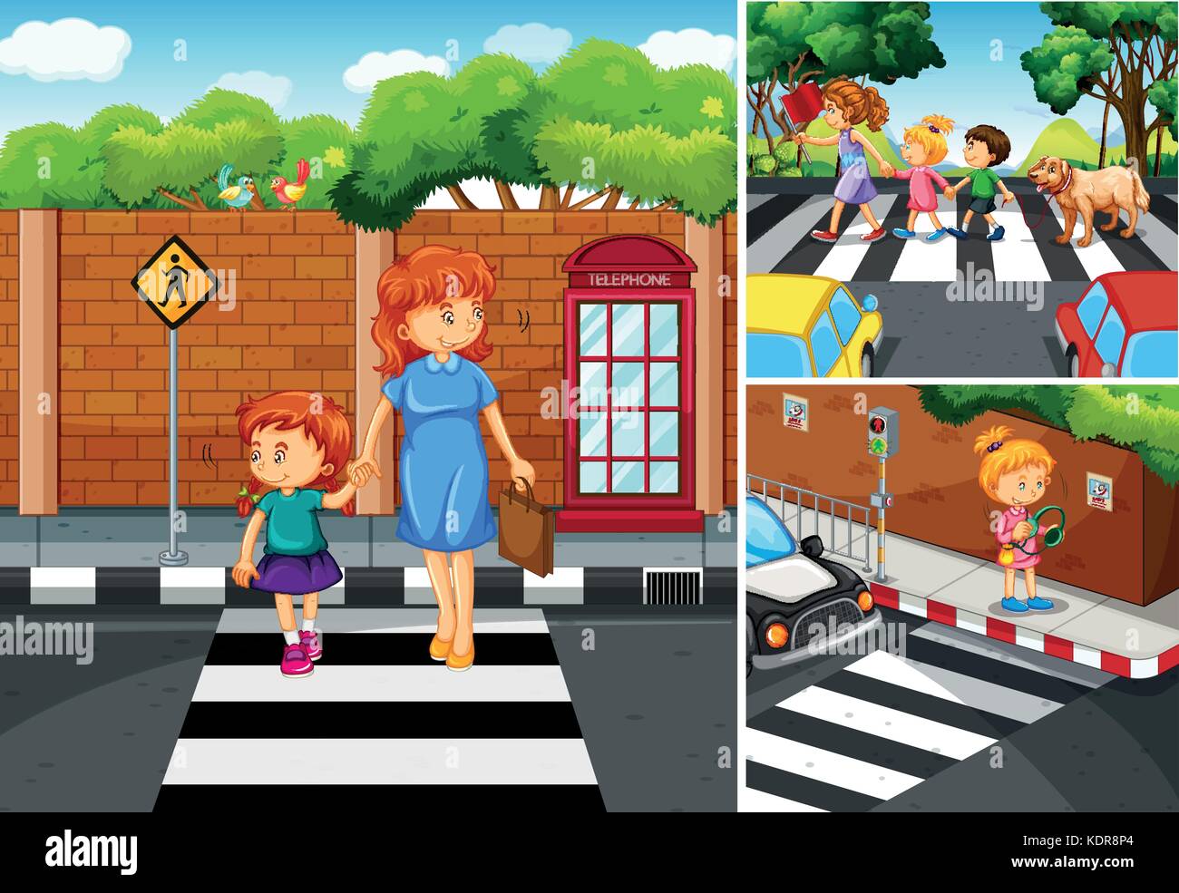 People crossing the street illustration Stock Vector Image & Art - Alamy