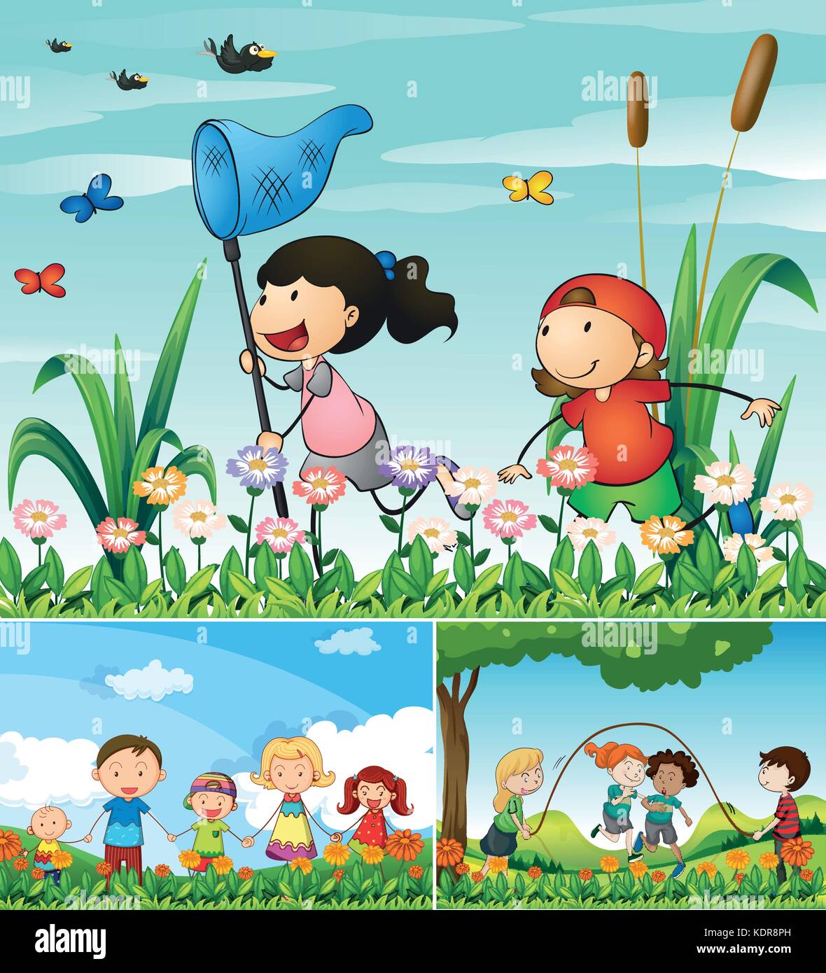 People being happy in the garden illustration Stock Vector Image & Art ...