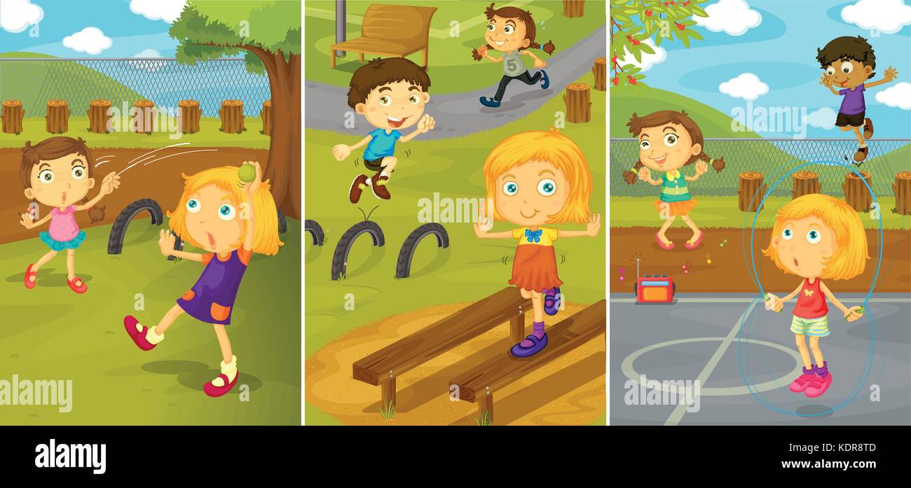 Children playing in the park illustration Stock Vector Image & Art - Alamy
