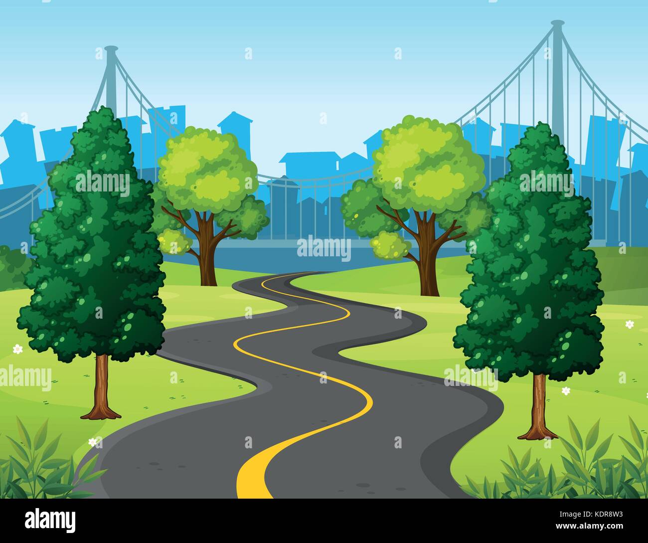Wavy road in the city park illustration Stock Vector Image & Art - Alamy
