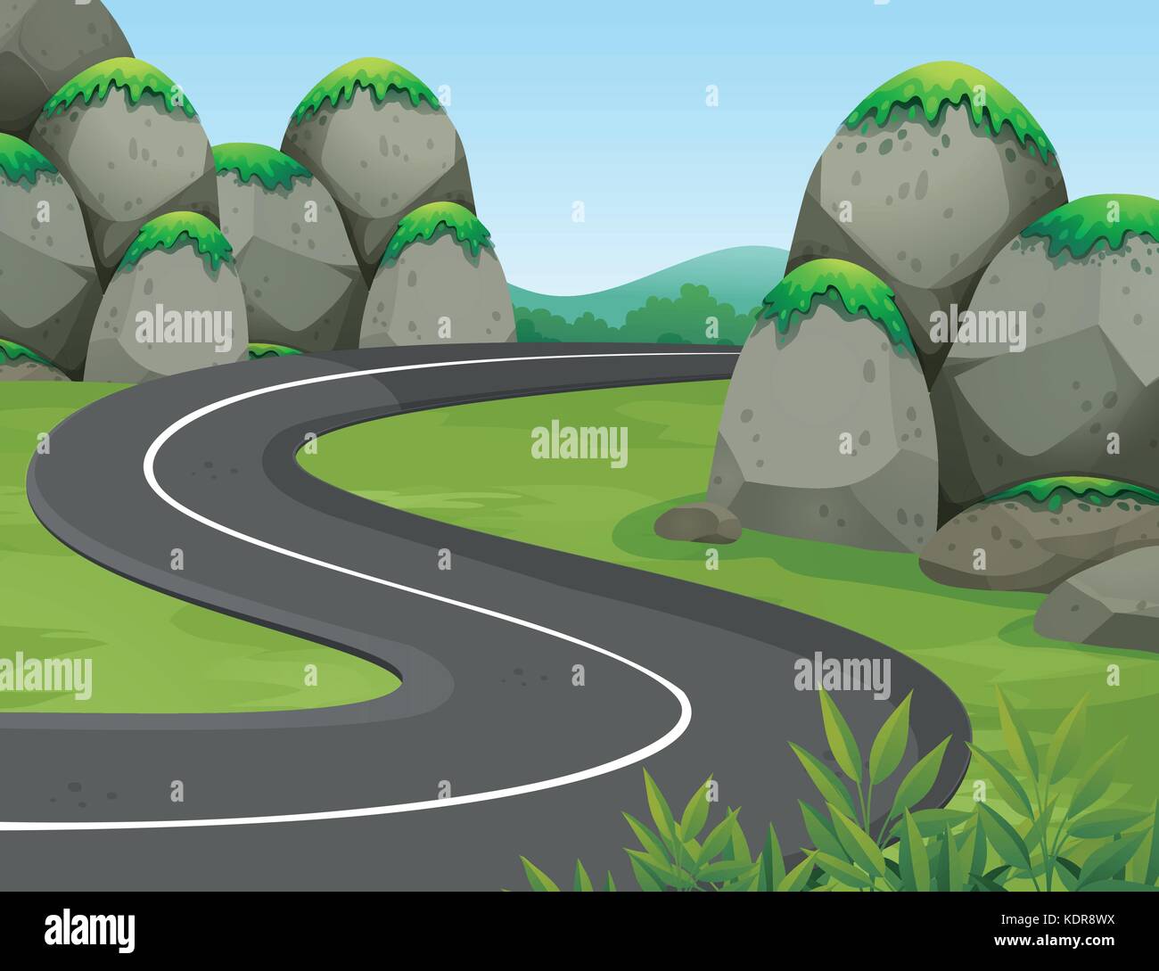 Curve road in the park illustration Stock Vector Image & Art - Alamy