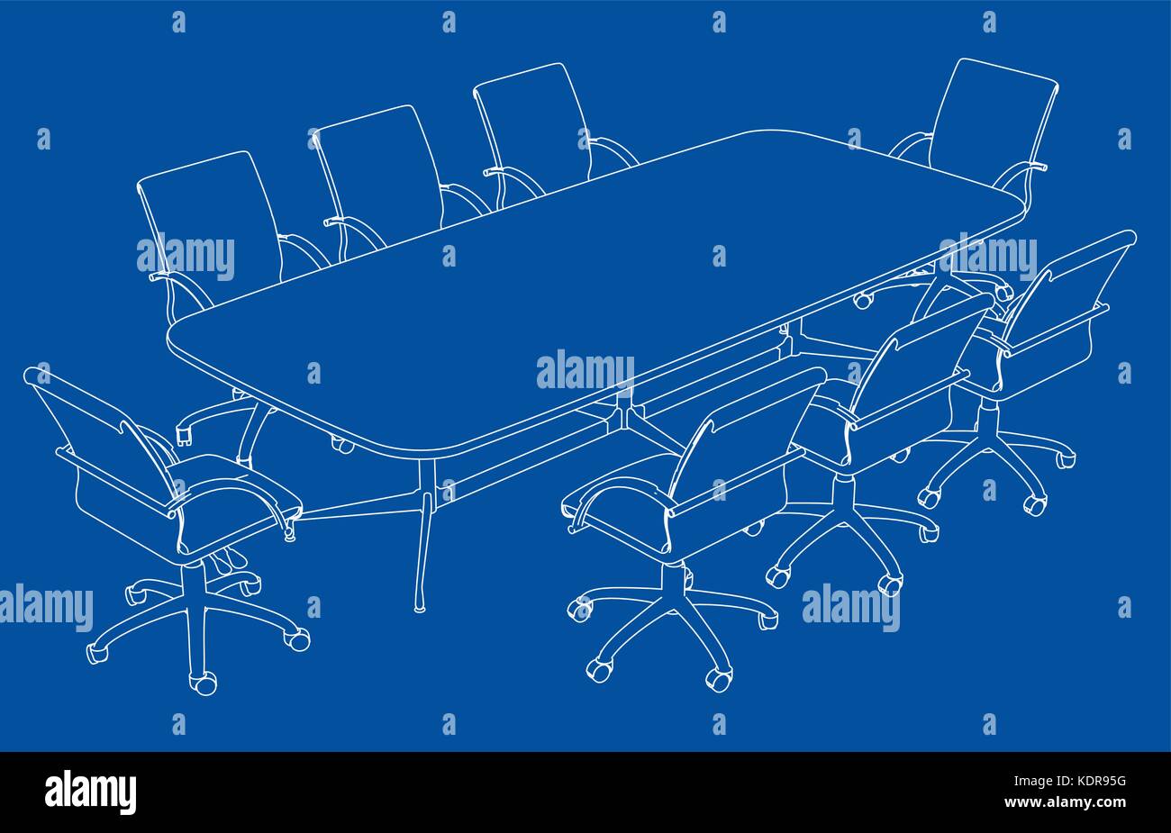 Conference table with chairs in sketch style Stock Vector Image & Art ...