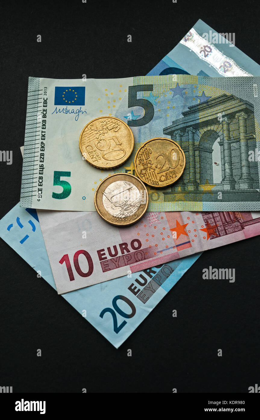 European Currency Euro Banknotes and coins Stock Photo - Alamy