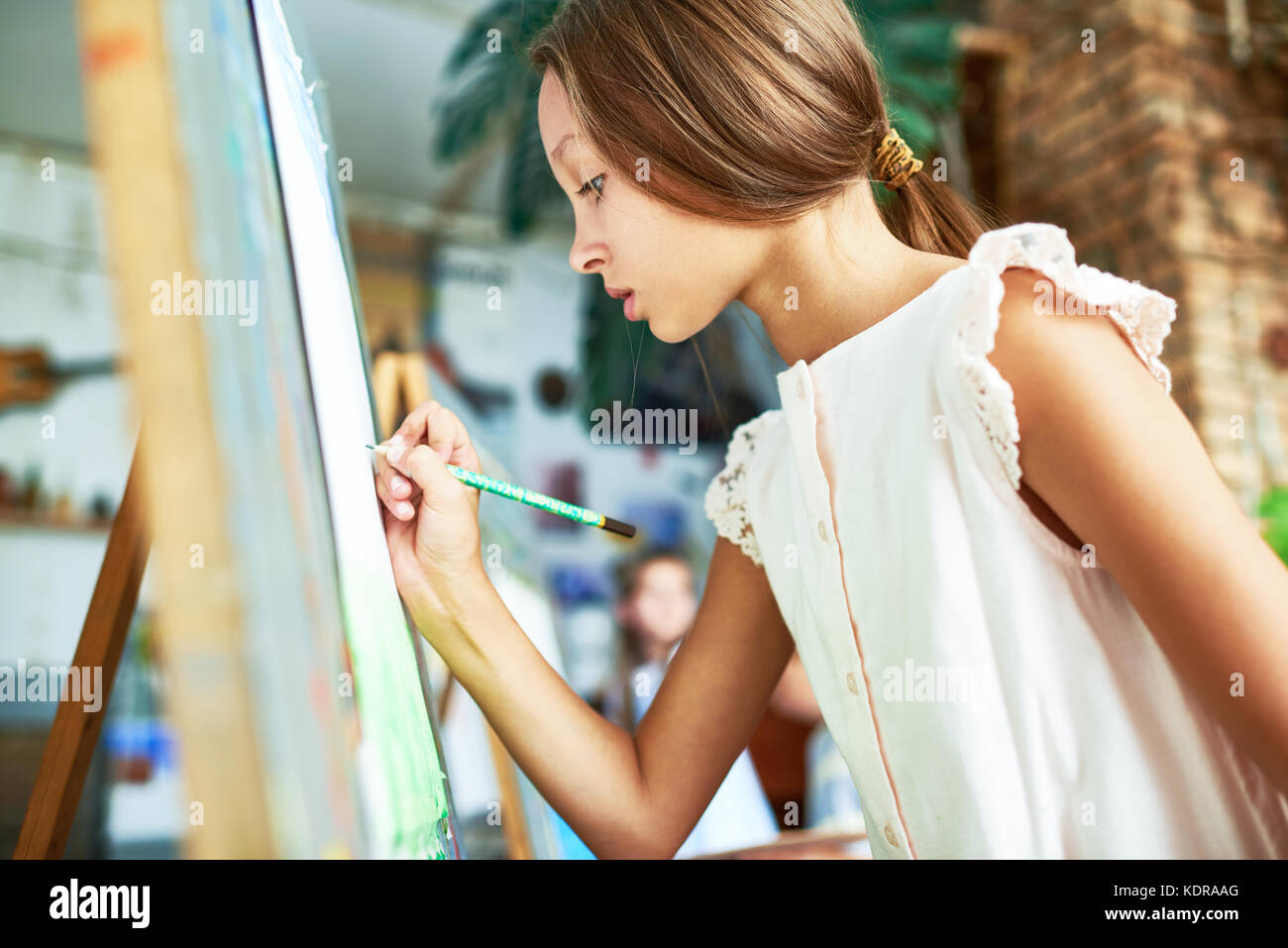Talented Girl in Art Class Stock Photo - Alamy