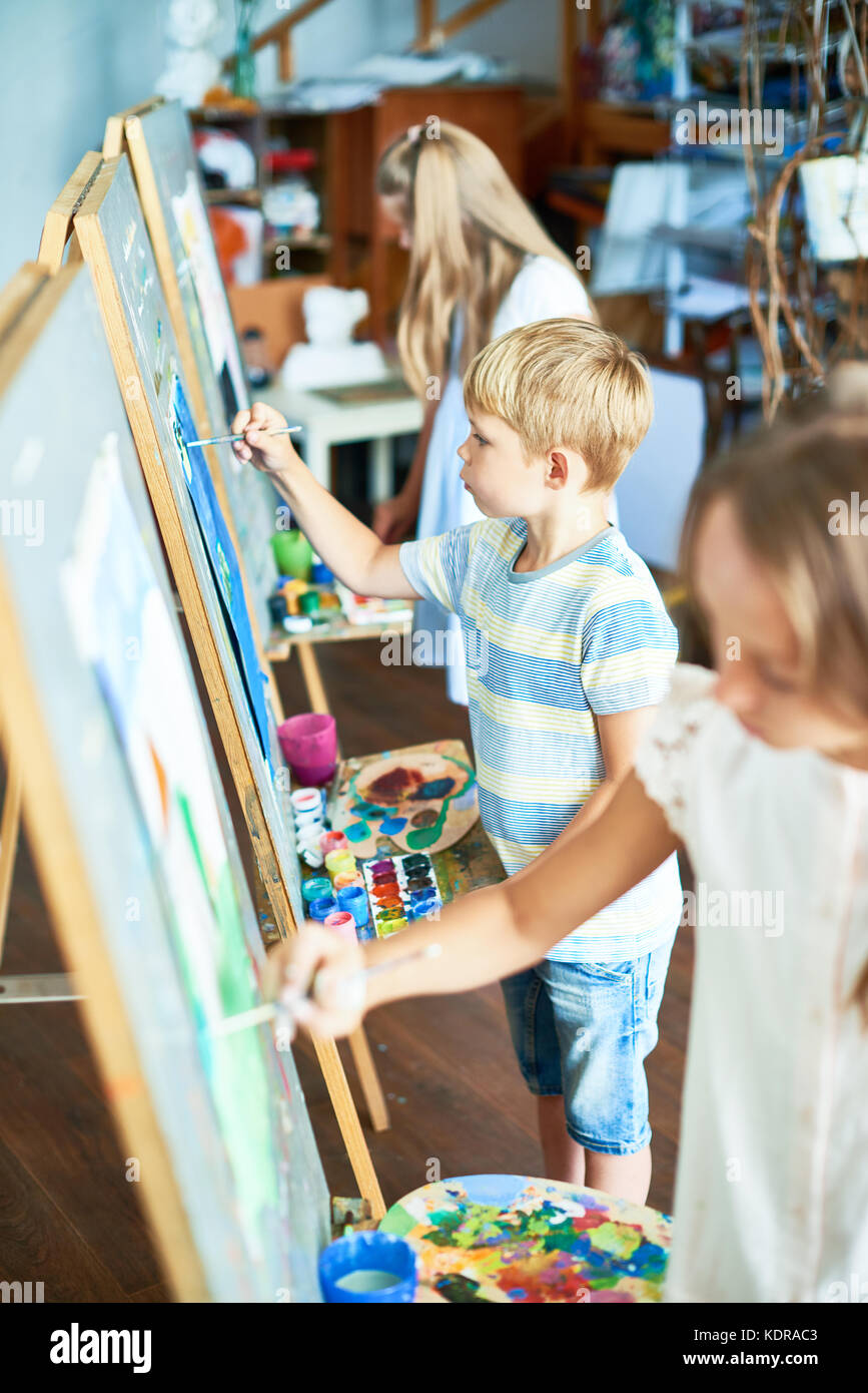 Young Artists in Art Studio Stock Photo - Alamy