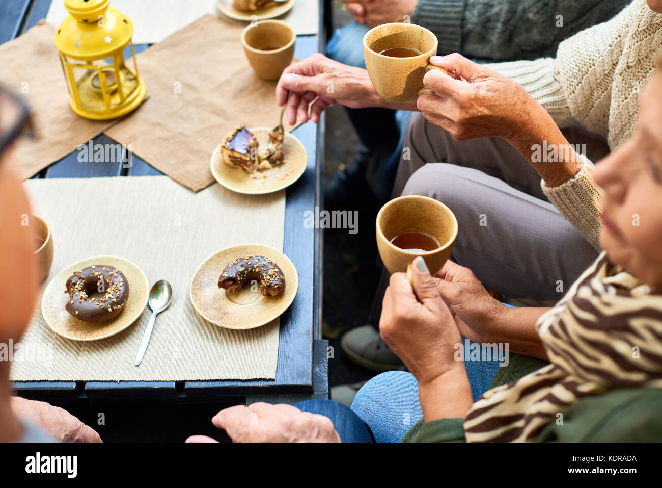 Senior People Enjoying Tea Time Stock Photo - Alamy