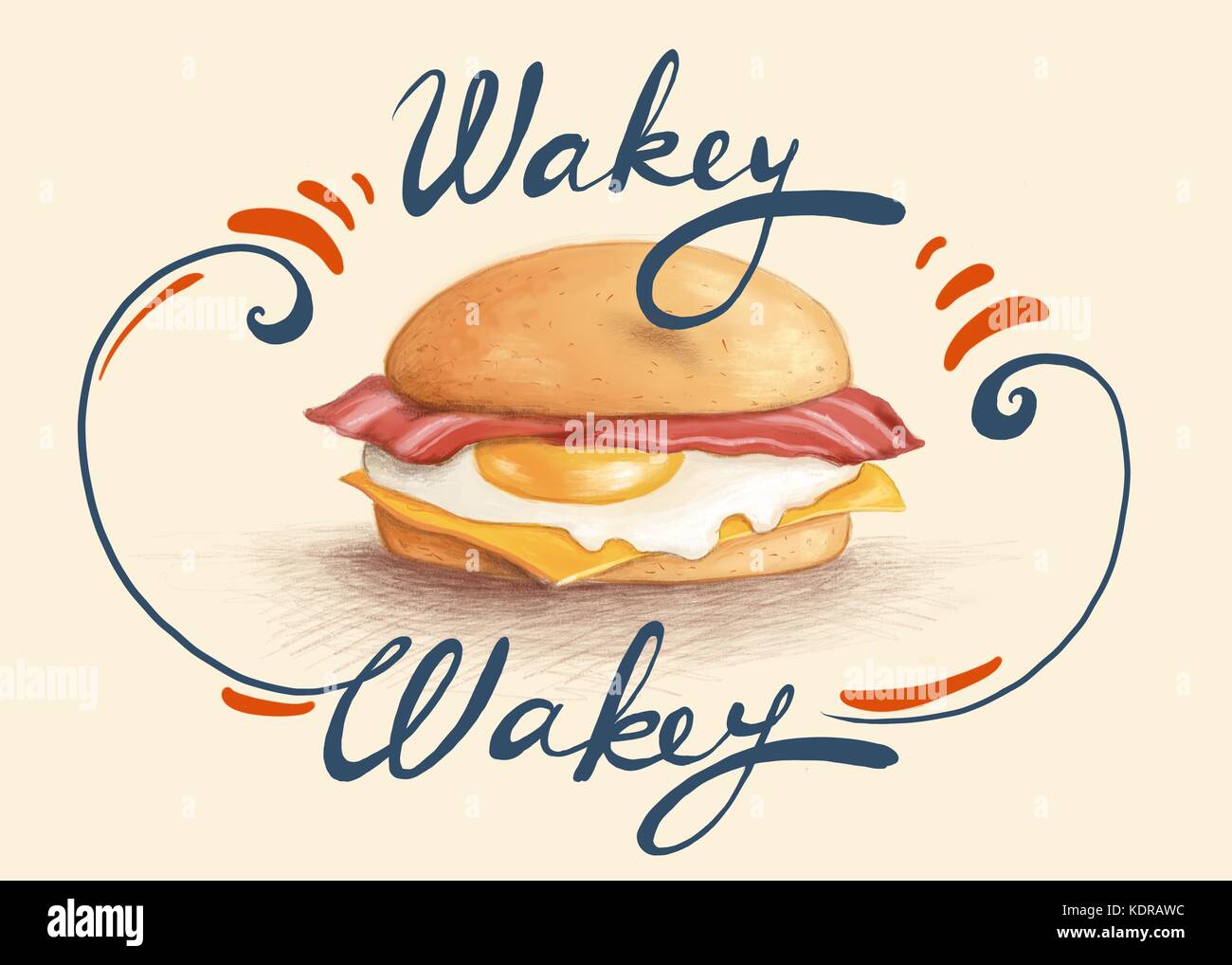 digital illustration of a bacon and egg breakfast muffin Stock Photo ...