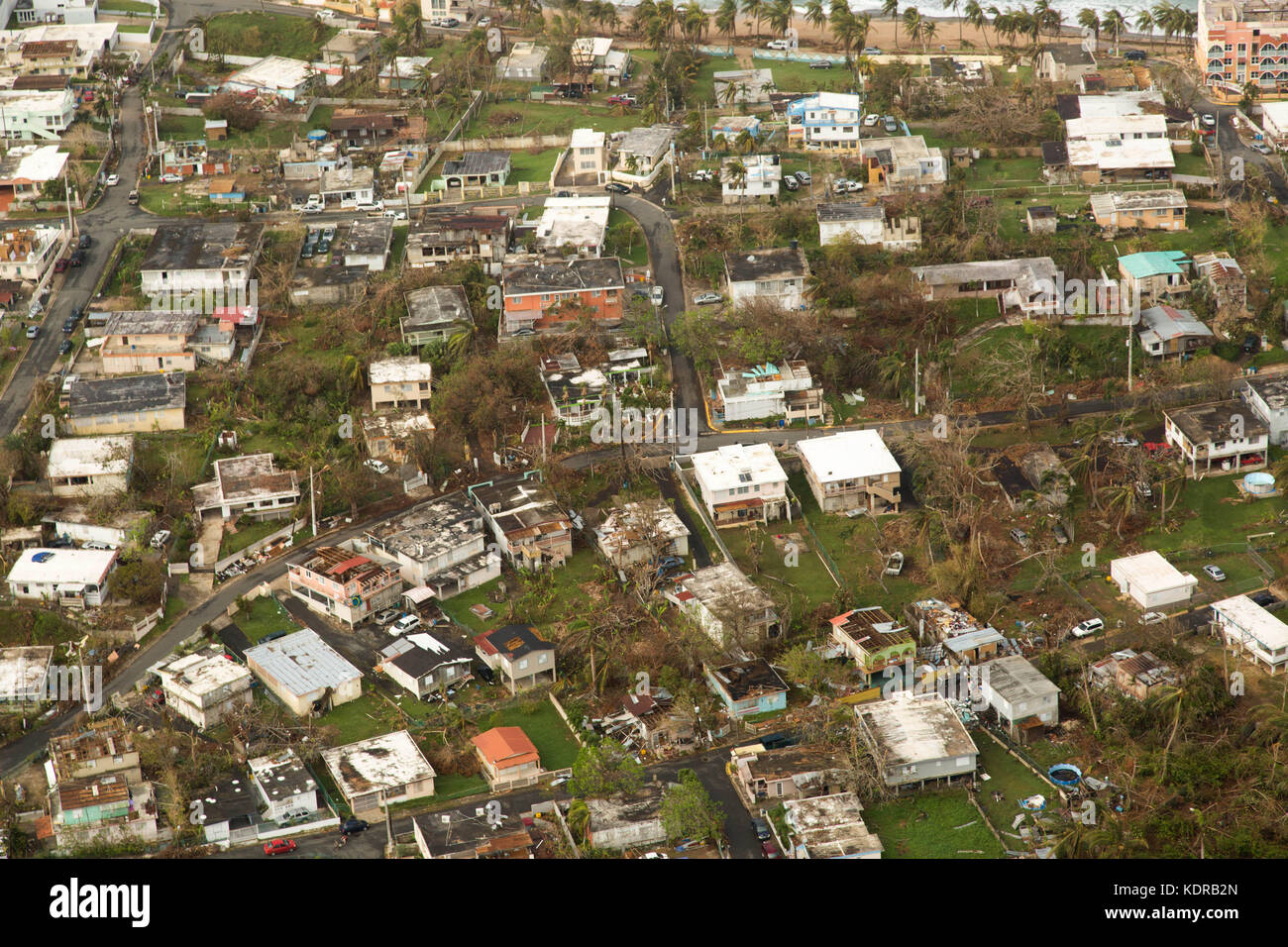 Aerial view of the damage caused by Hurricane Maria October 2, 2017 ...