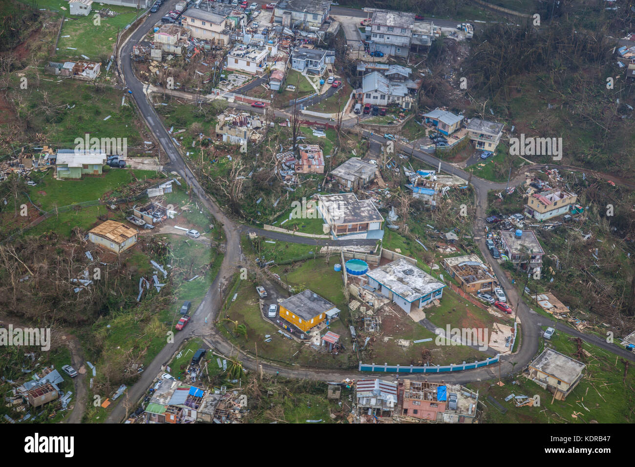 Aerial view of the destruction and damage to homes in the aftermath of ...