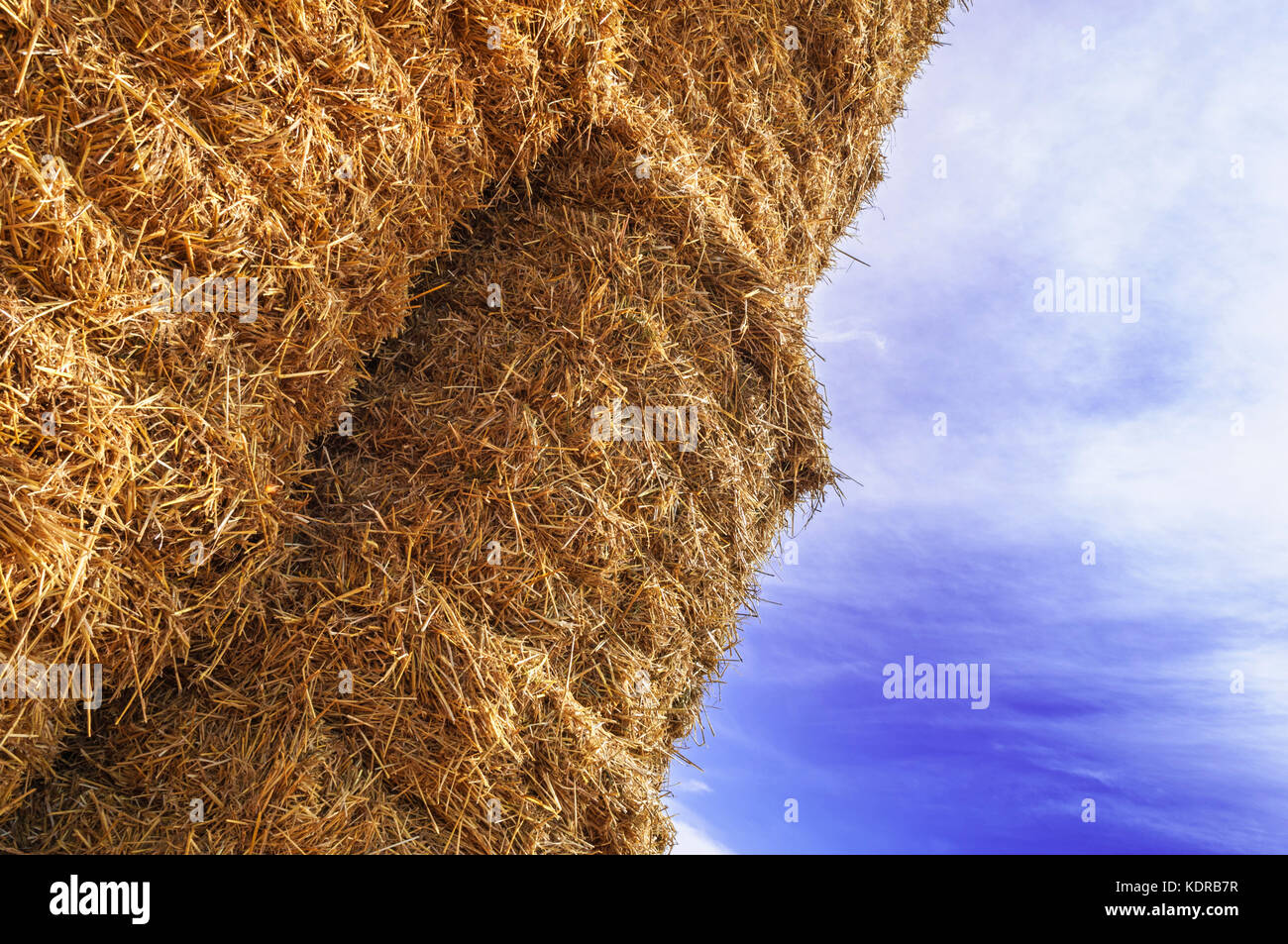 Bale of Hay Straw, Blue Sky Stock Photo - Alamy