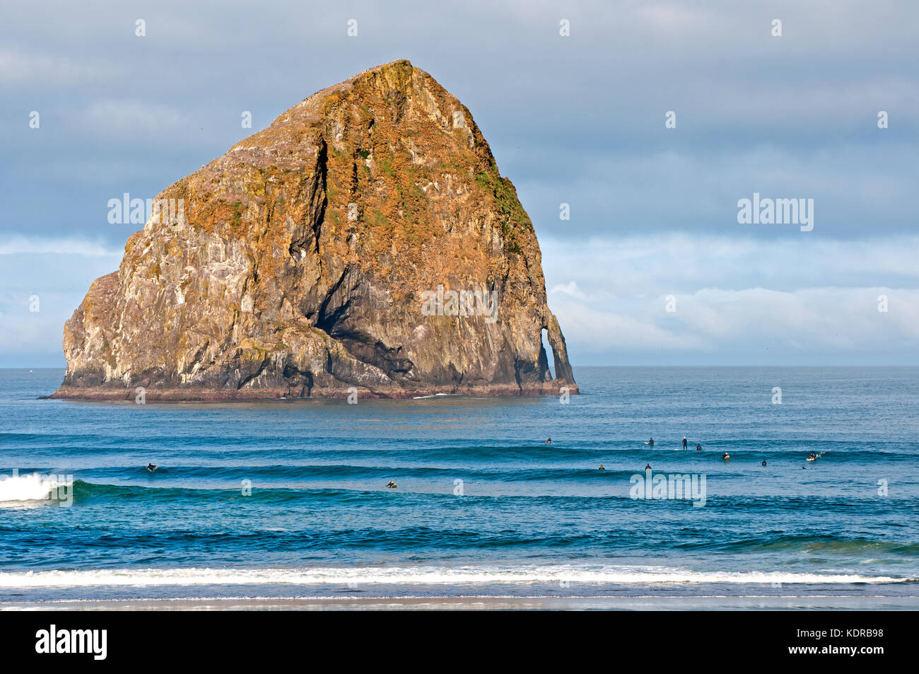Chief Kiawanda Rock, Haystack Rock Pacific city seashore Stock Photo ...