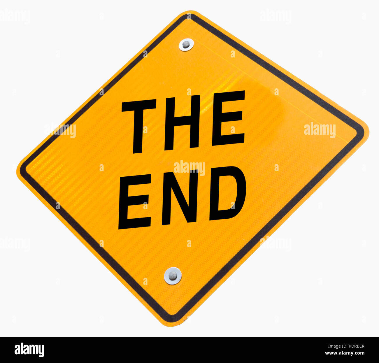 THE END concept on yellow caution sign. Isolated Stock Photo - Alamy