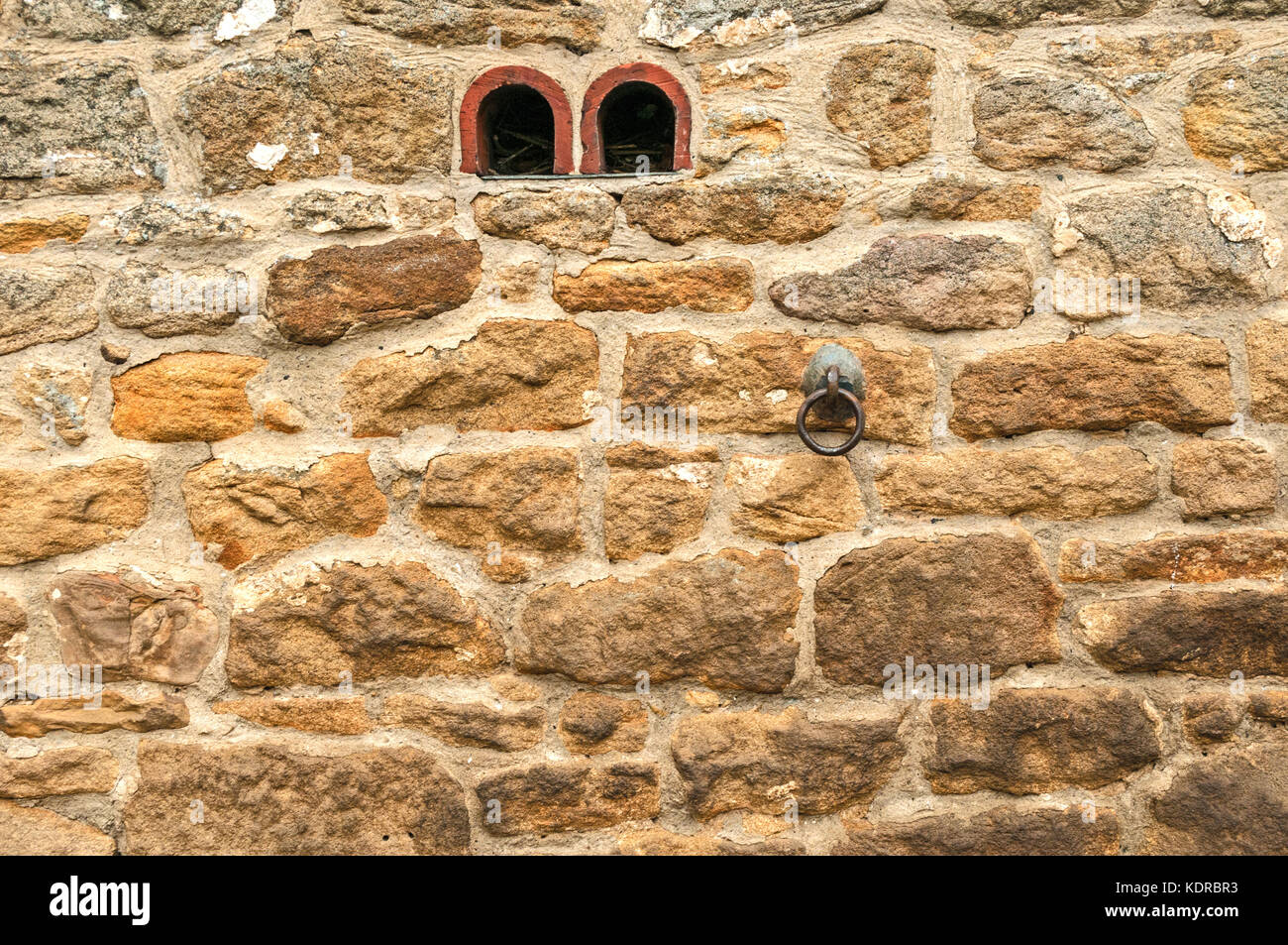 Old Stone Stable Wall with Tether Ring Stock Photo - Alamy