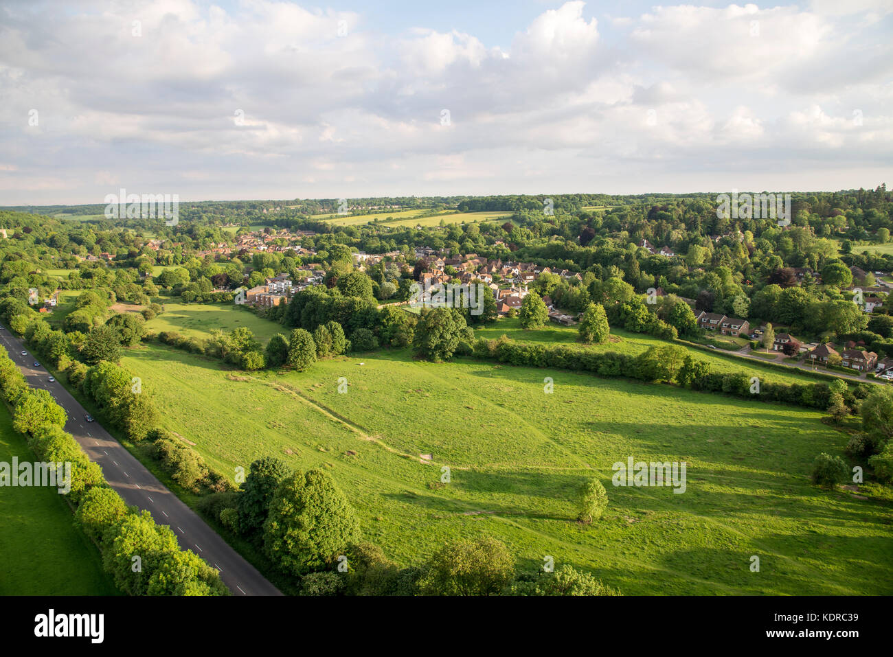 Aerial view of Buckinghamshire Landscape - United Kingdom - Hot air ...