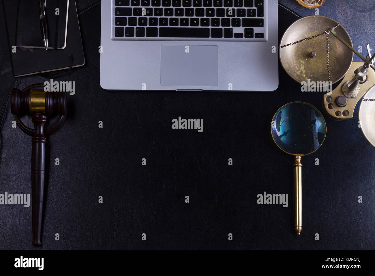 Workspace hero header with law gavel Stock Photo - Alamy