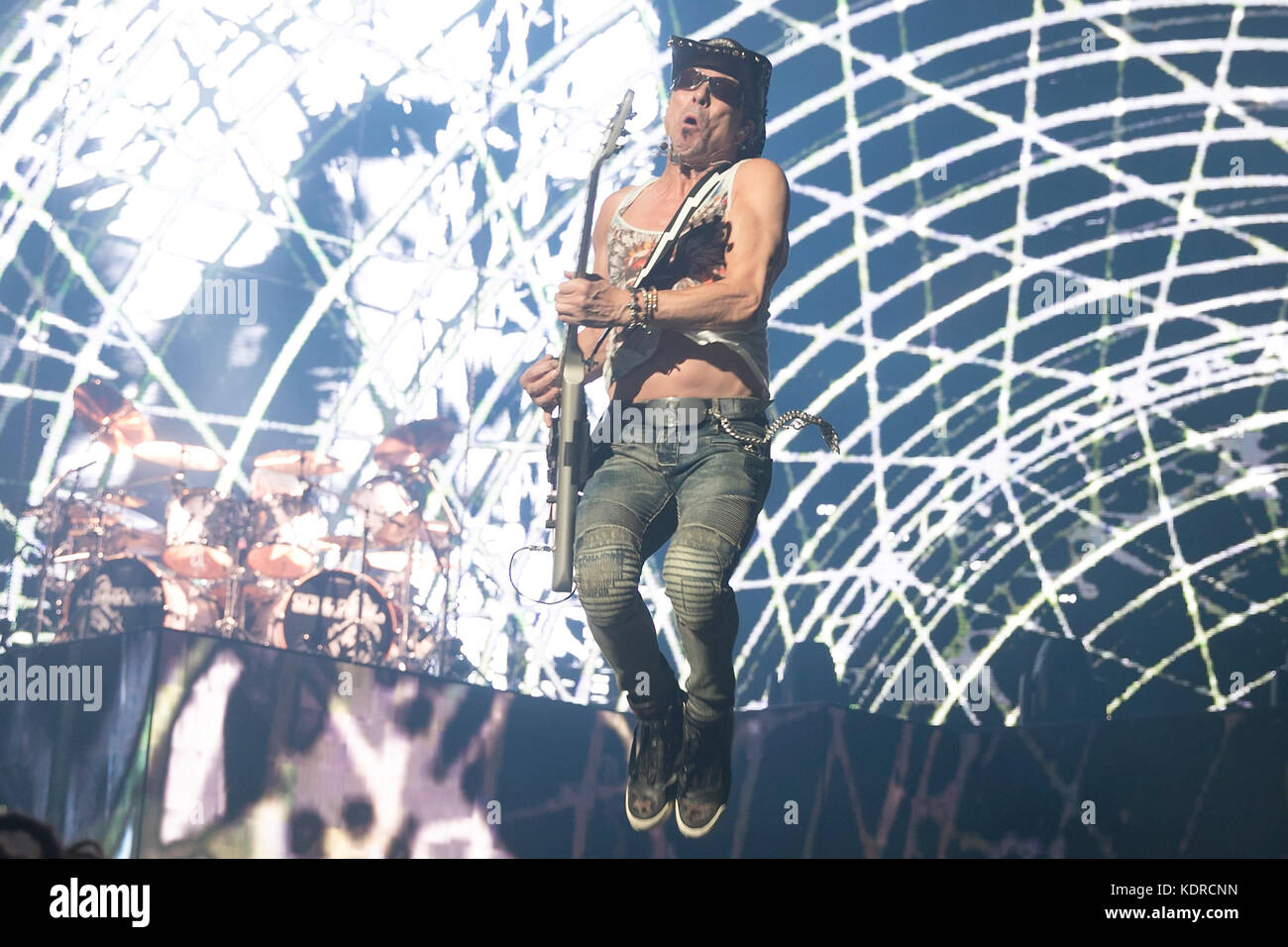 Rudolf Schenker of the Scorpions perfoms at the Oracle Arena on October ...