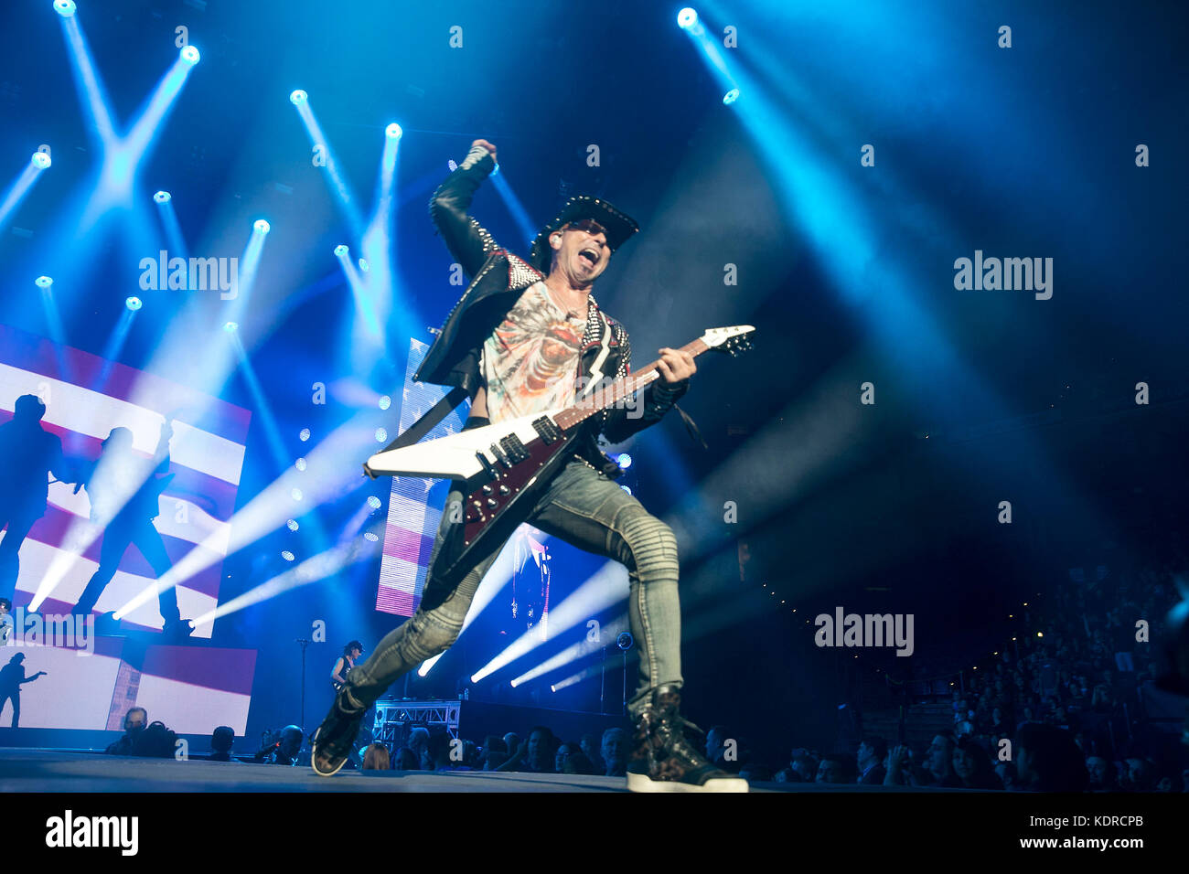 Rudolf Schenker of the Scorpions perfoms at the Oracle Arena on October ...