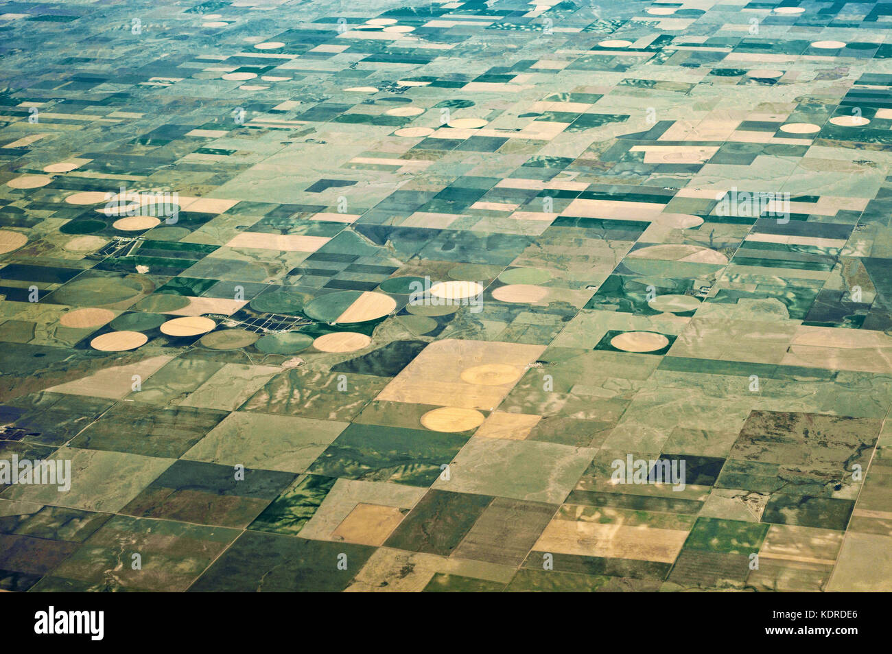 circular and square shapes of fields from airplane Stock Photo - Alamy