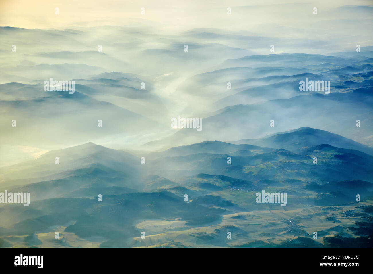 Aerial view beautiful misty sunrise hi-res stock photography and images ...