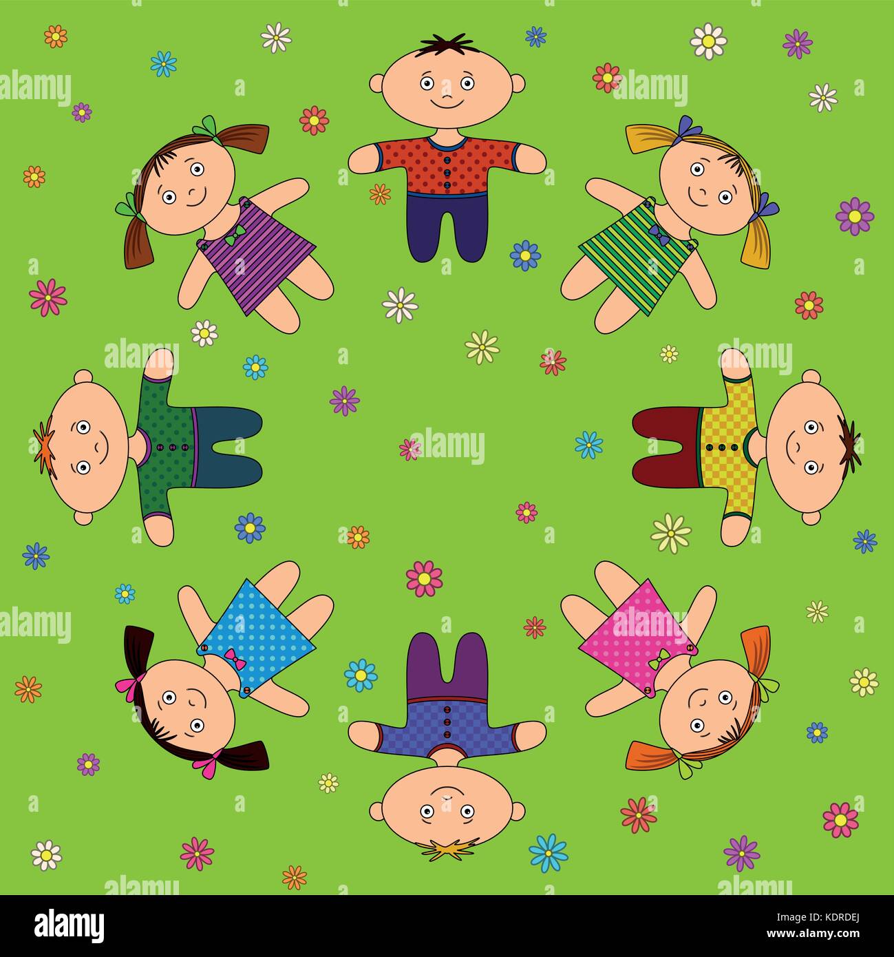 Children relax on meadow Stock Vector Image & Art - Alamy