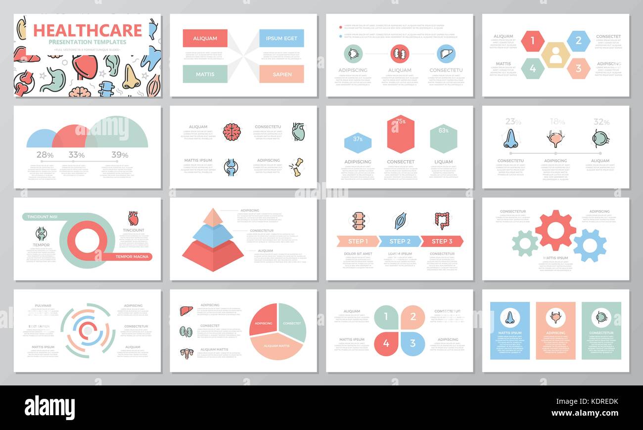 Set of medical and healthcare elements for multipurpose presentation ...