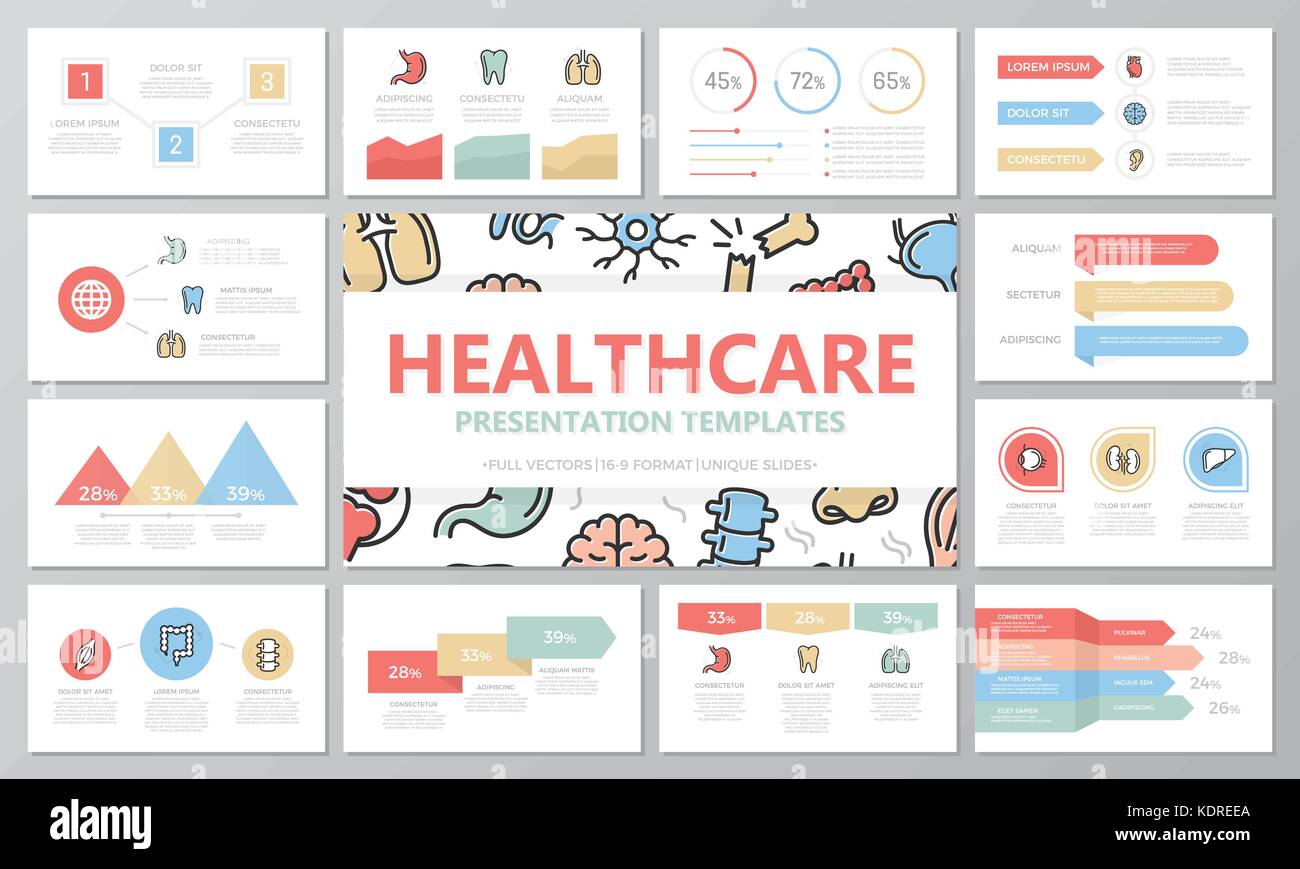 Set of medical and healthcare elements for multipurpose presentation ...