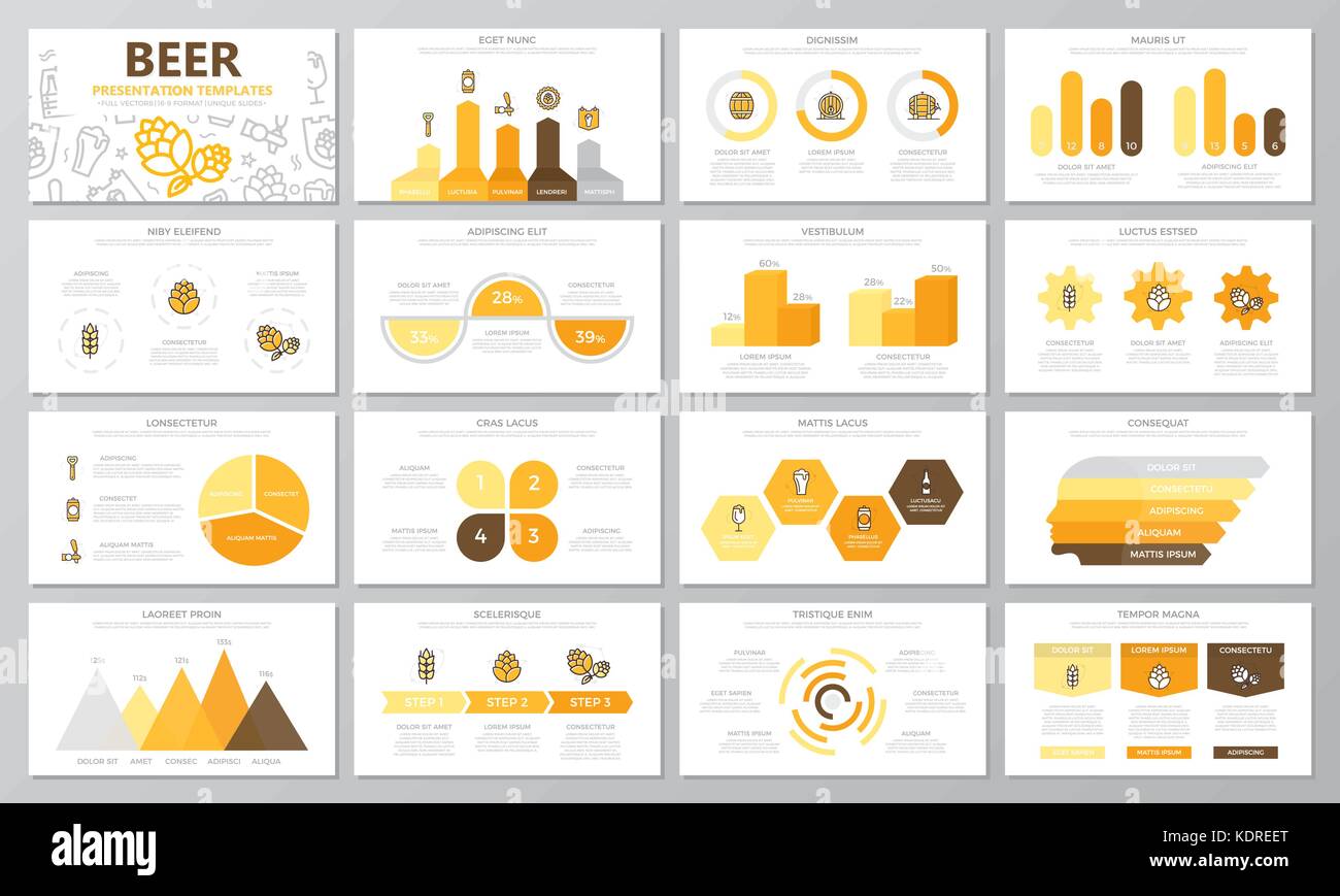 Set of beer and bar, pub elements for multipurpose presentation ...