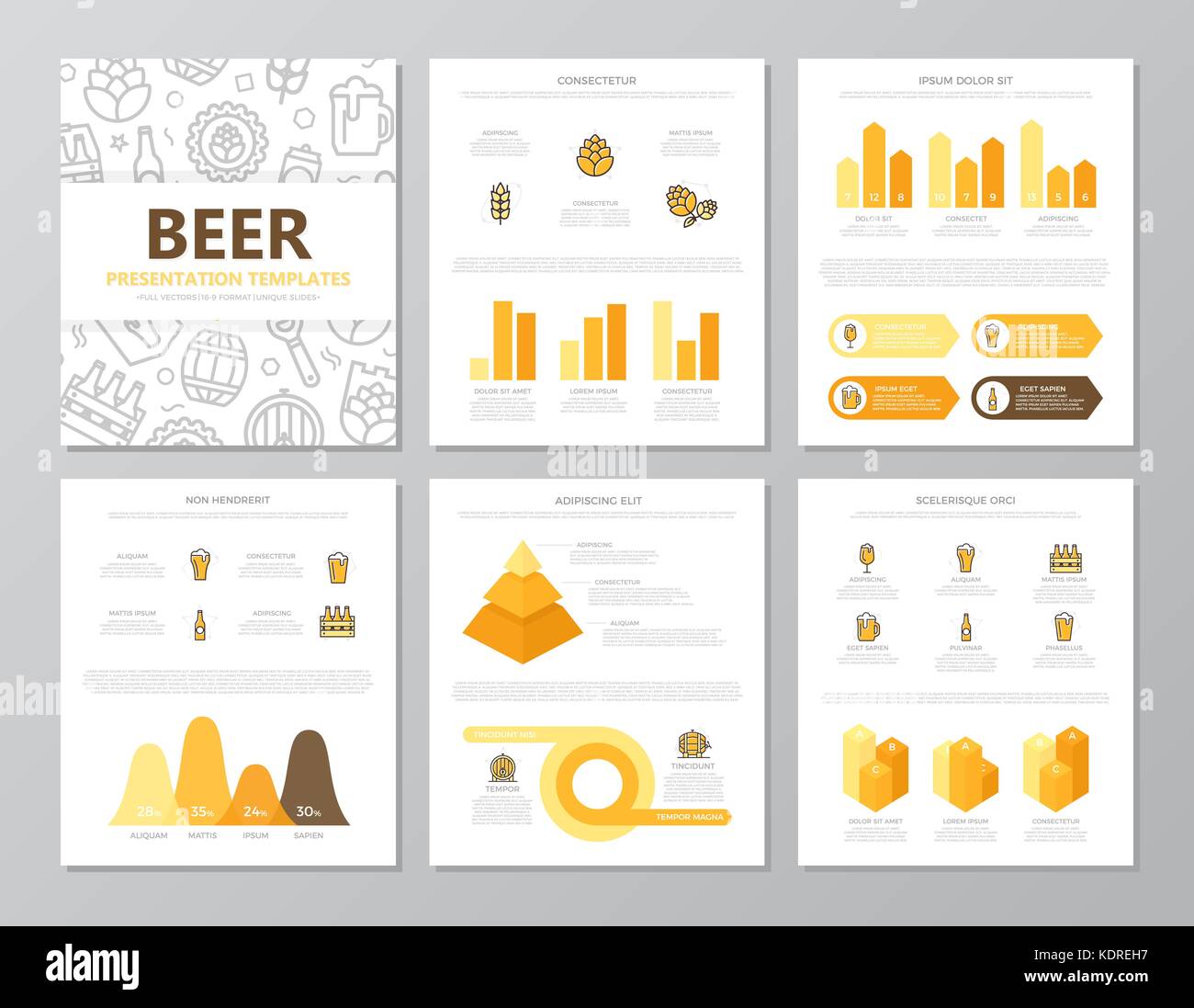 Set of colored beer and bar, pub elements for multipurpose a4 ...