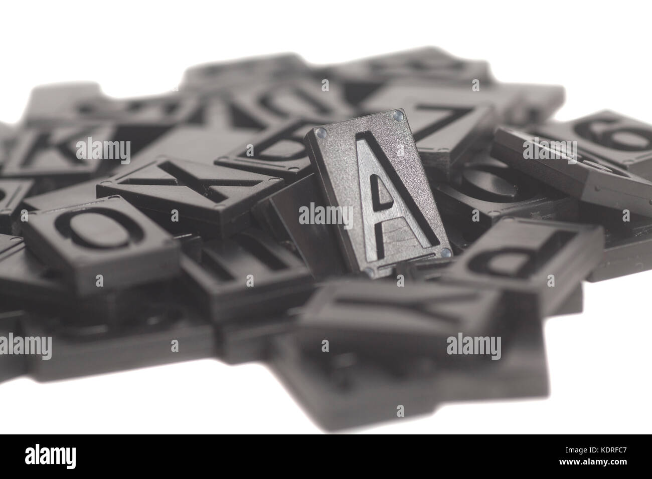 letterpress alphabet and number isolated on white background Stock ...