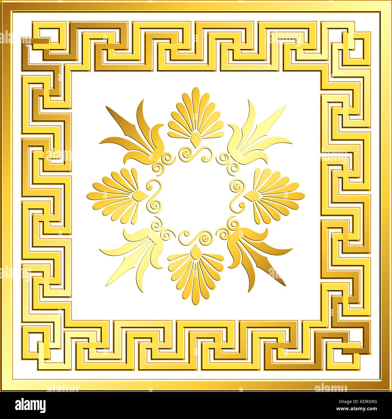 Traditional vintage gold Greek ornament, Meander Stock Vector Image ...