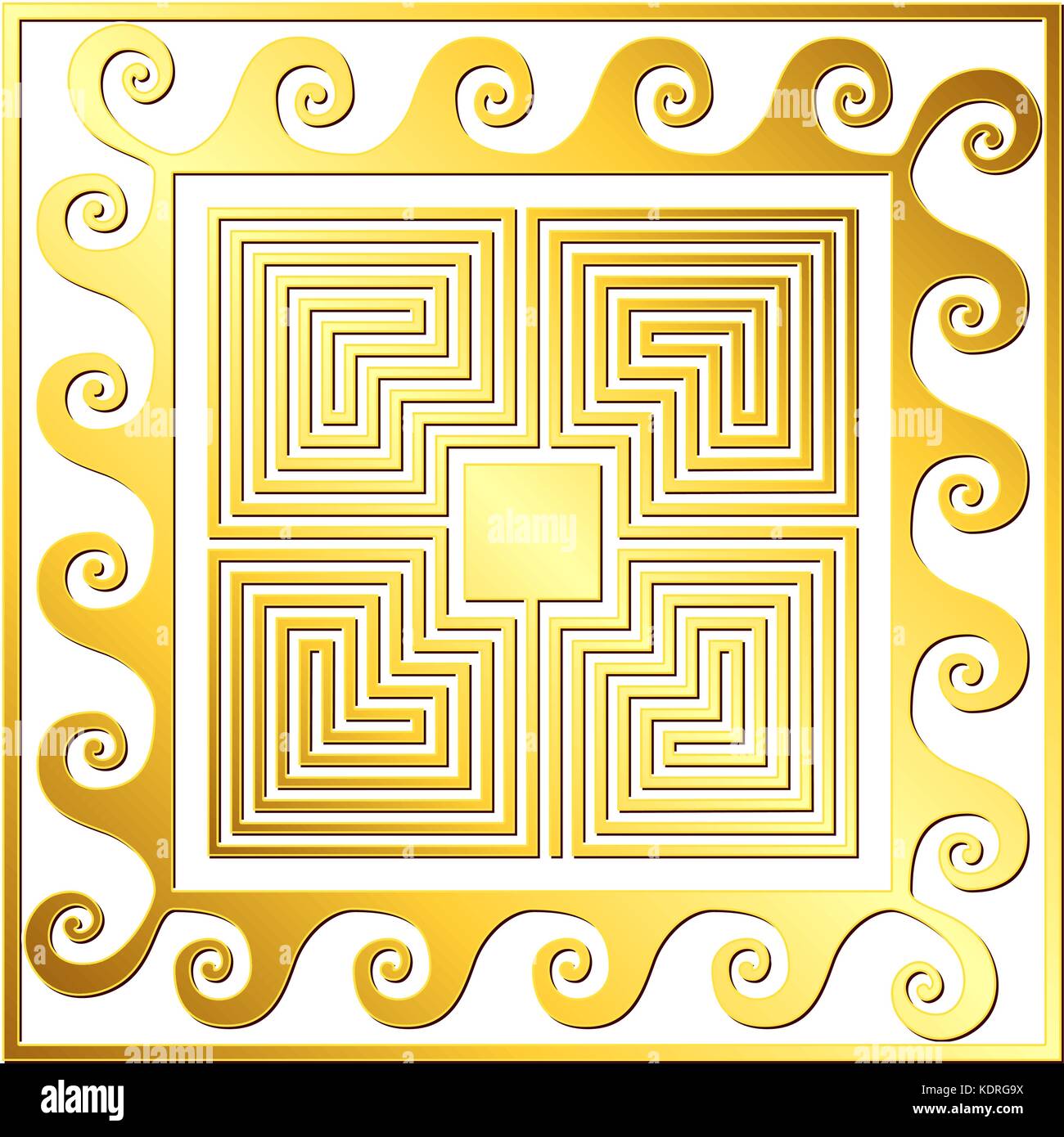 Traditional vintage gold Greek ornament, Meander Stock Vector Image ...