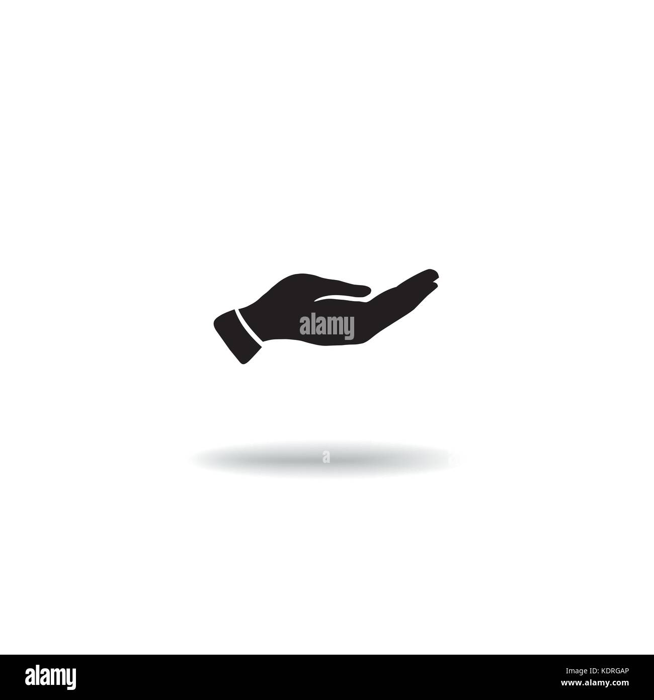 Hand giving gesture silhouette. Give alms icon on a white background ...