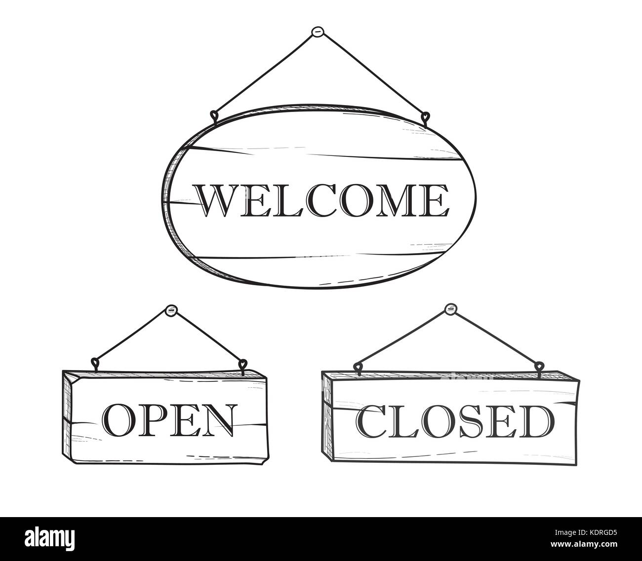 Open signboard Black and White Stock Photos & Images - Alamy