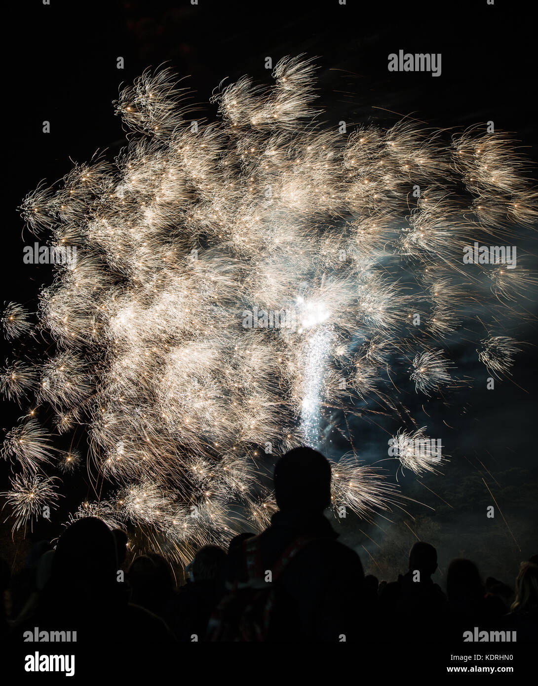 people silhouetted at fireworks display Stock Photo - Alamy